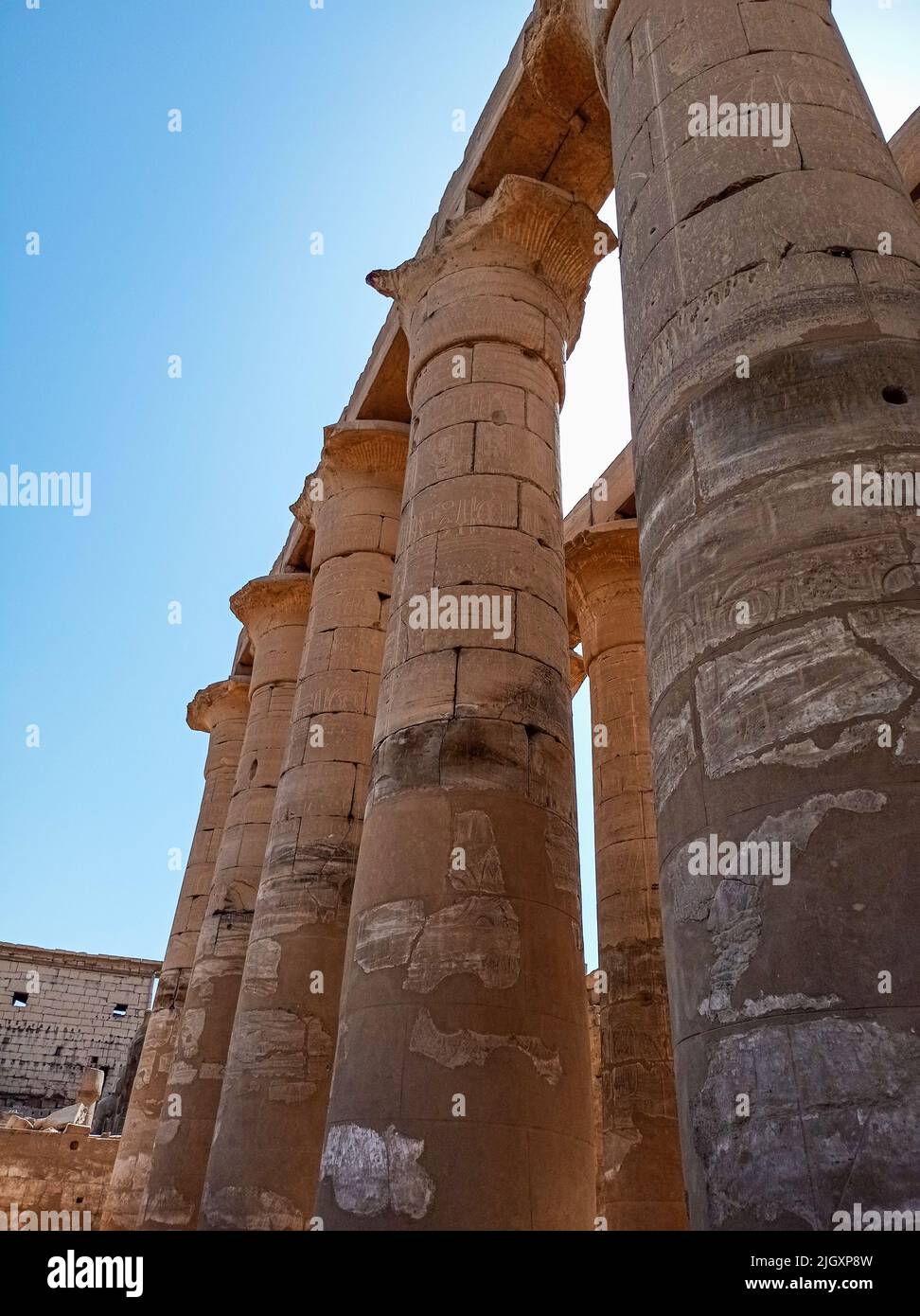 Detail of the columns on the ruins of an ancient egyptian temple full ...