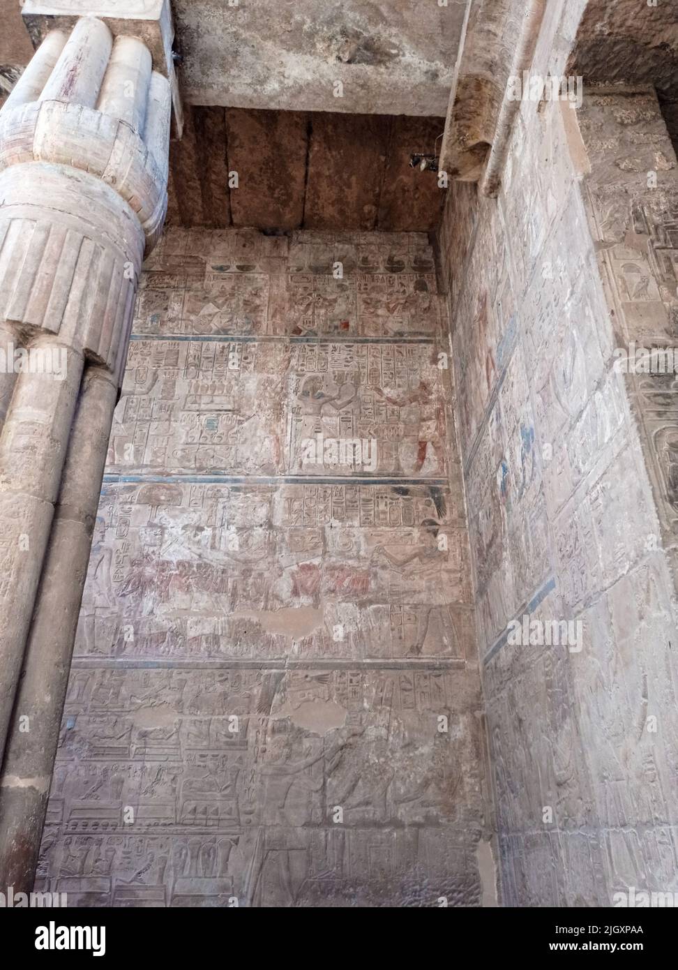 Detail of the columns on the ruins of an ancient egyptian temple full ...