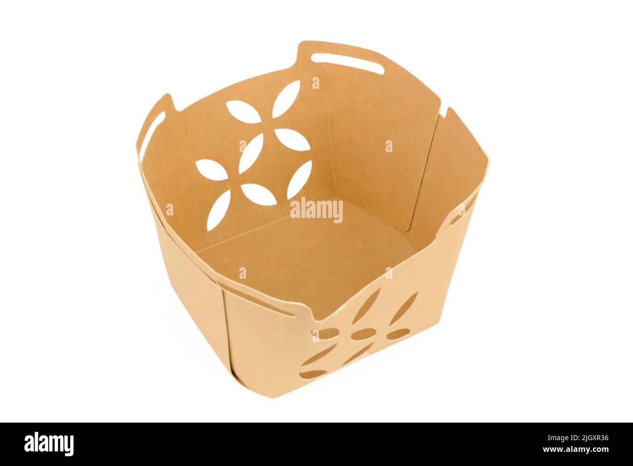 Empty cardboard fruit box isolated on white background Stock Photo - Alamy