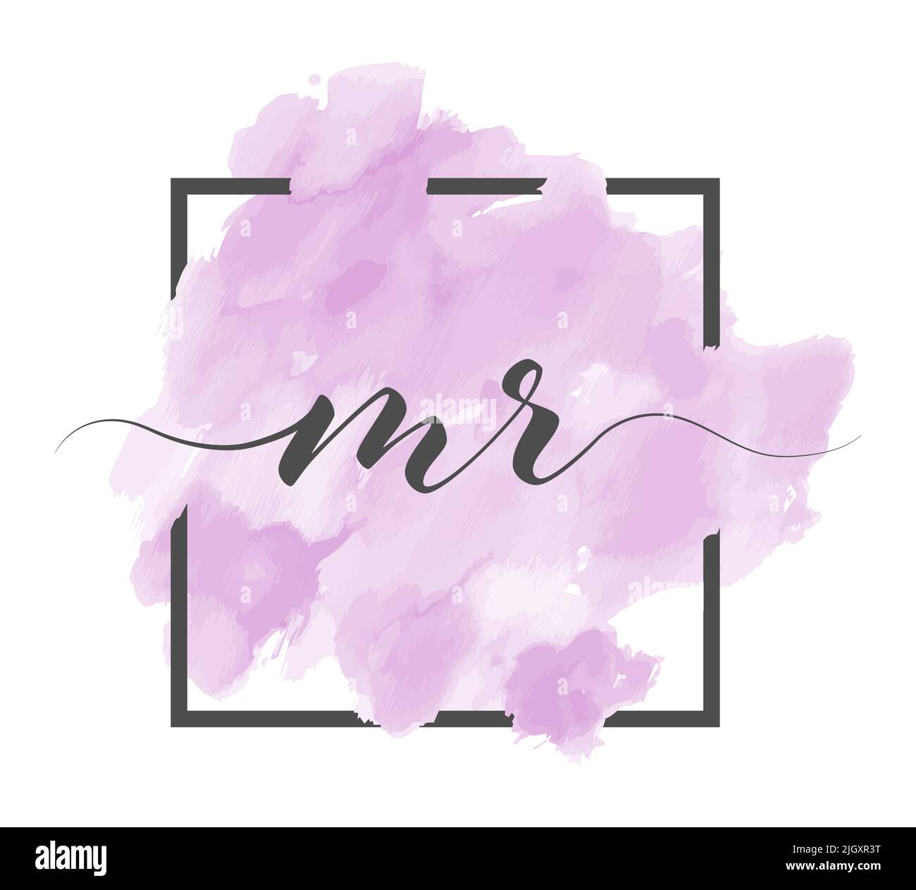 Calligraphic lowercase letters M and R are written in a solid line on a ...