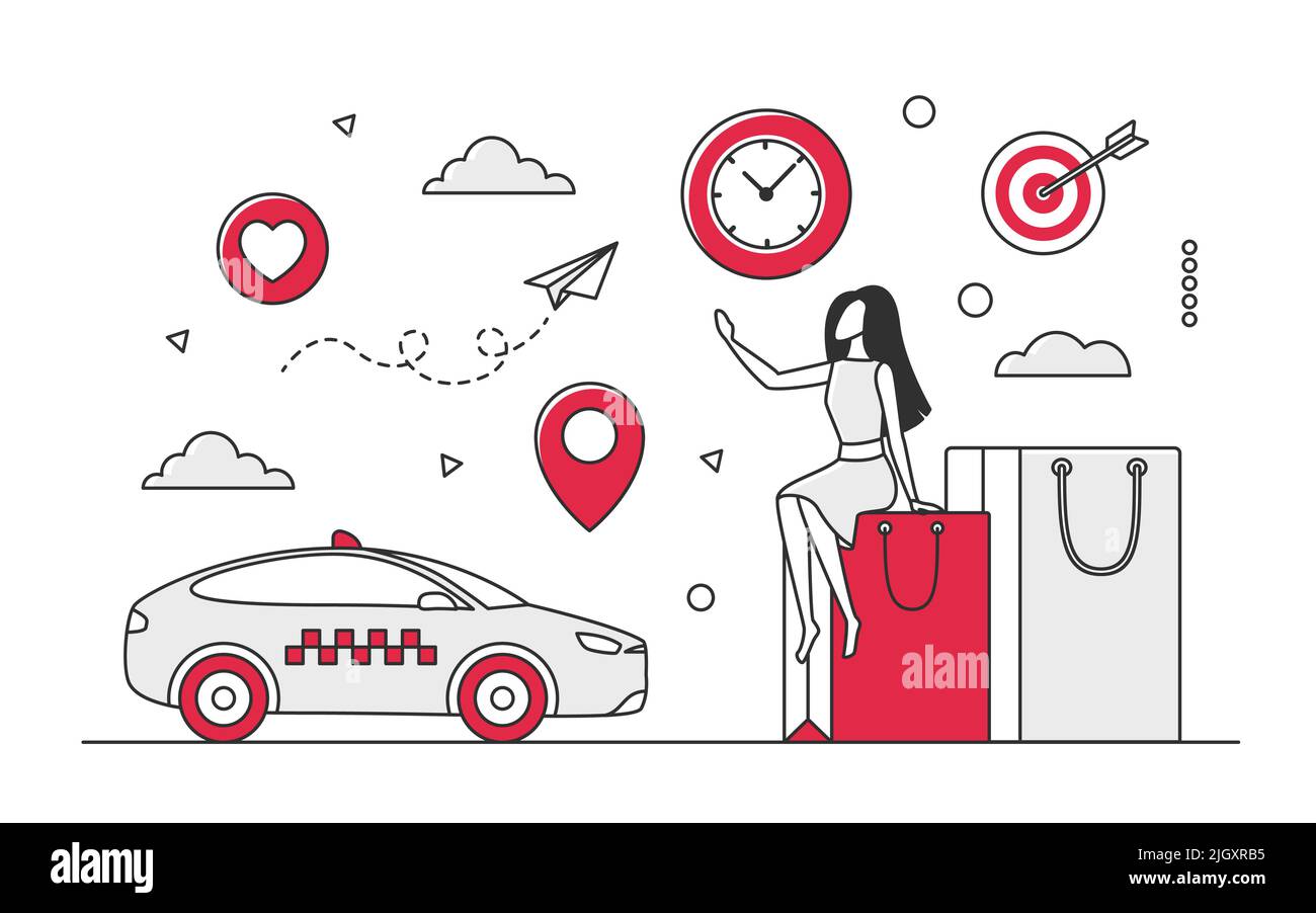 Urban delivery orders service transport. Digital shopping and car ...