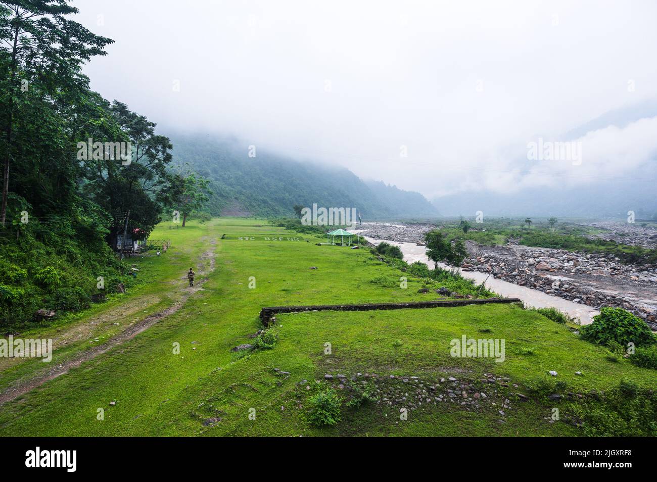 Mountain river Balason during the rainy season flows down to the ...