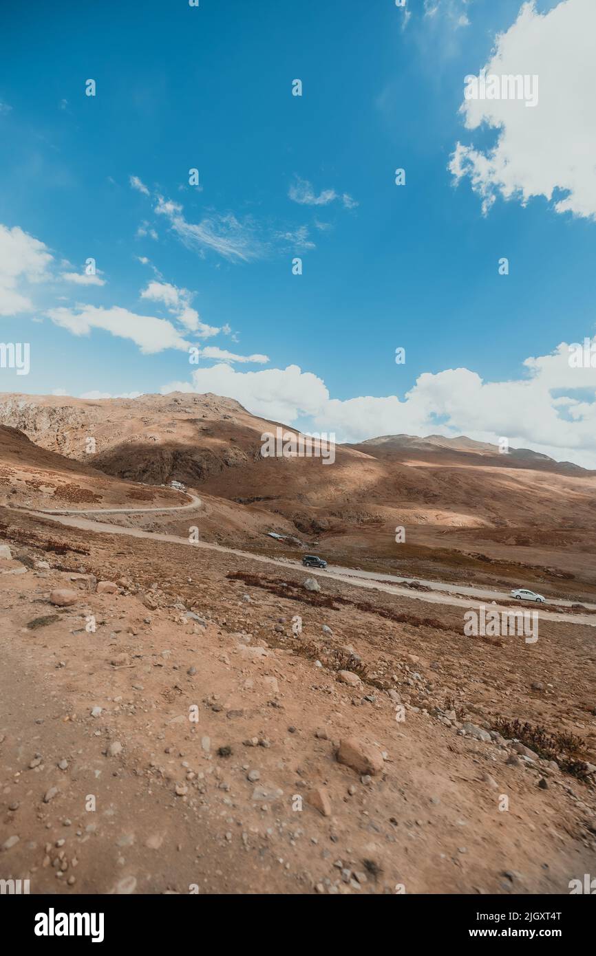 landscape of a desolate dry mountain terrain in Deosai National Park in ...