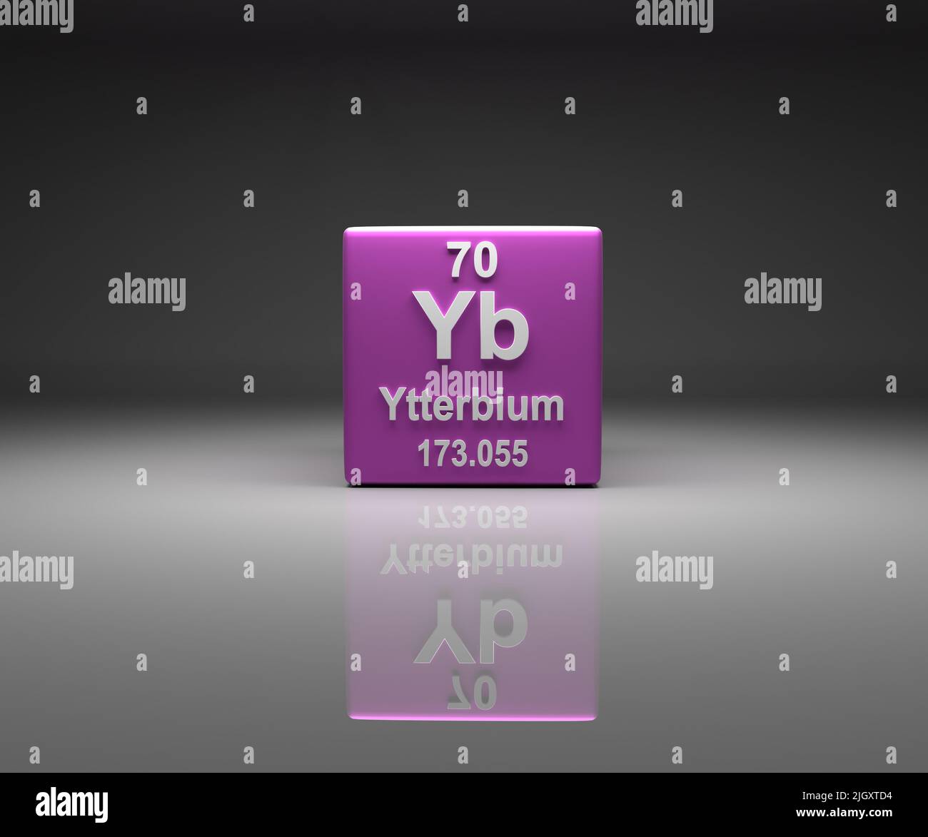 Cube with Ytterbium number 70 periodic table, 3d rendering Stock Photo ...