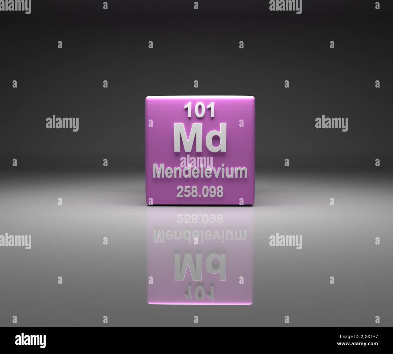Cube with Mendelevium number 101 periodic table, 3d rendering Stock ...