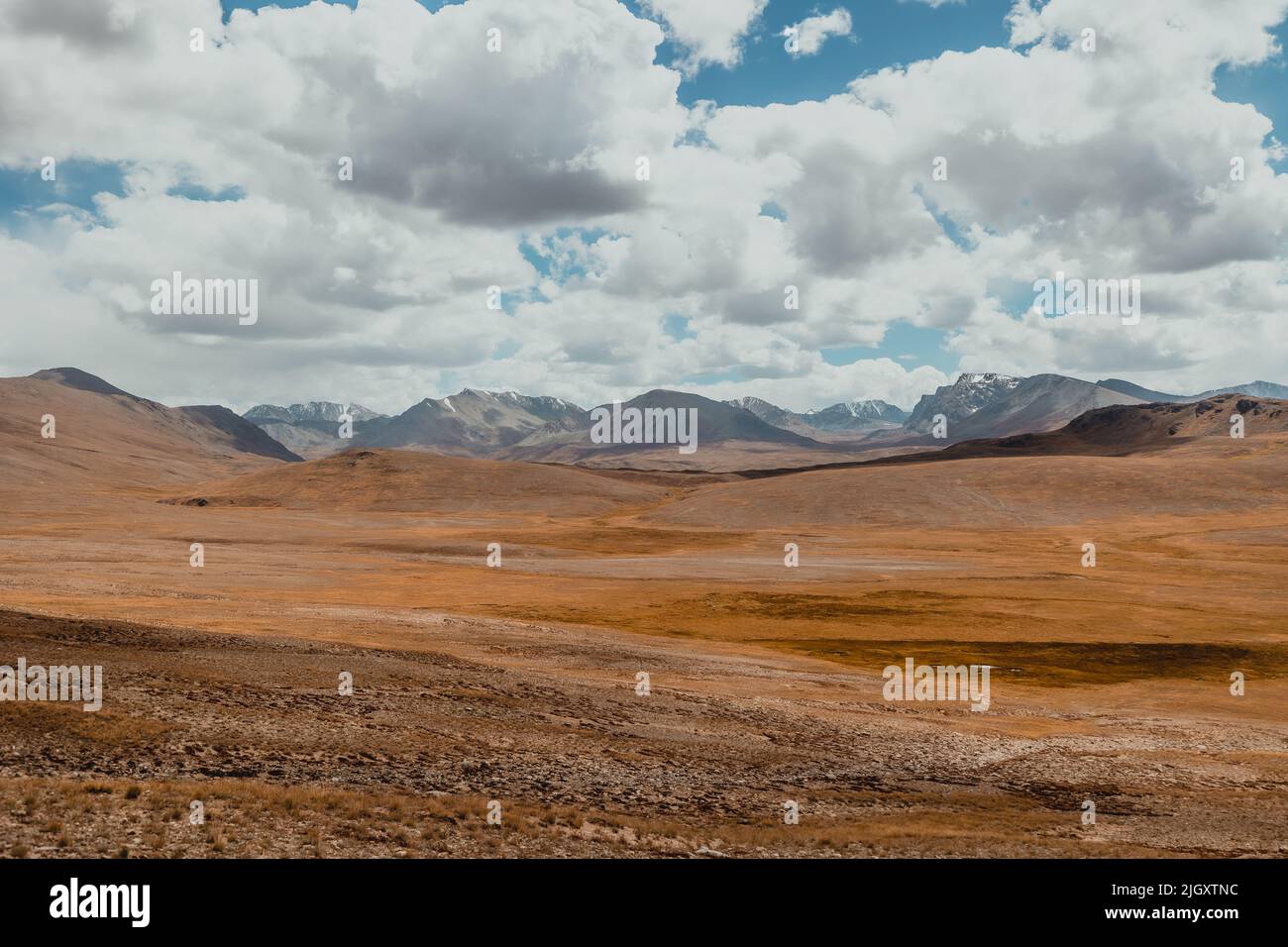 vast empty landscape of Deosai National Park on sunny day in Pakistan ...