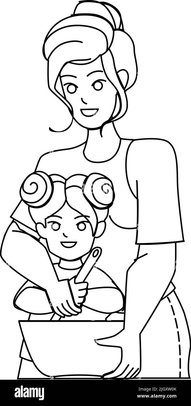 mother daughter cooking vector Stock Vector Image & Art - Alamy