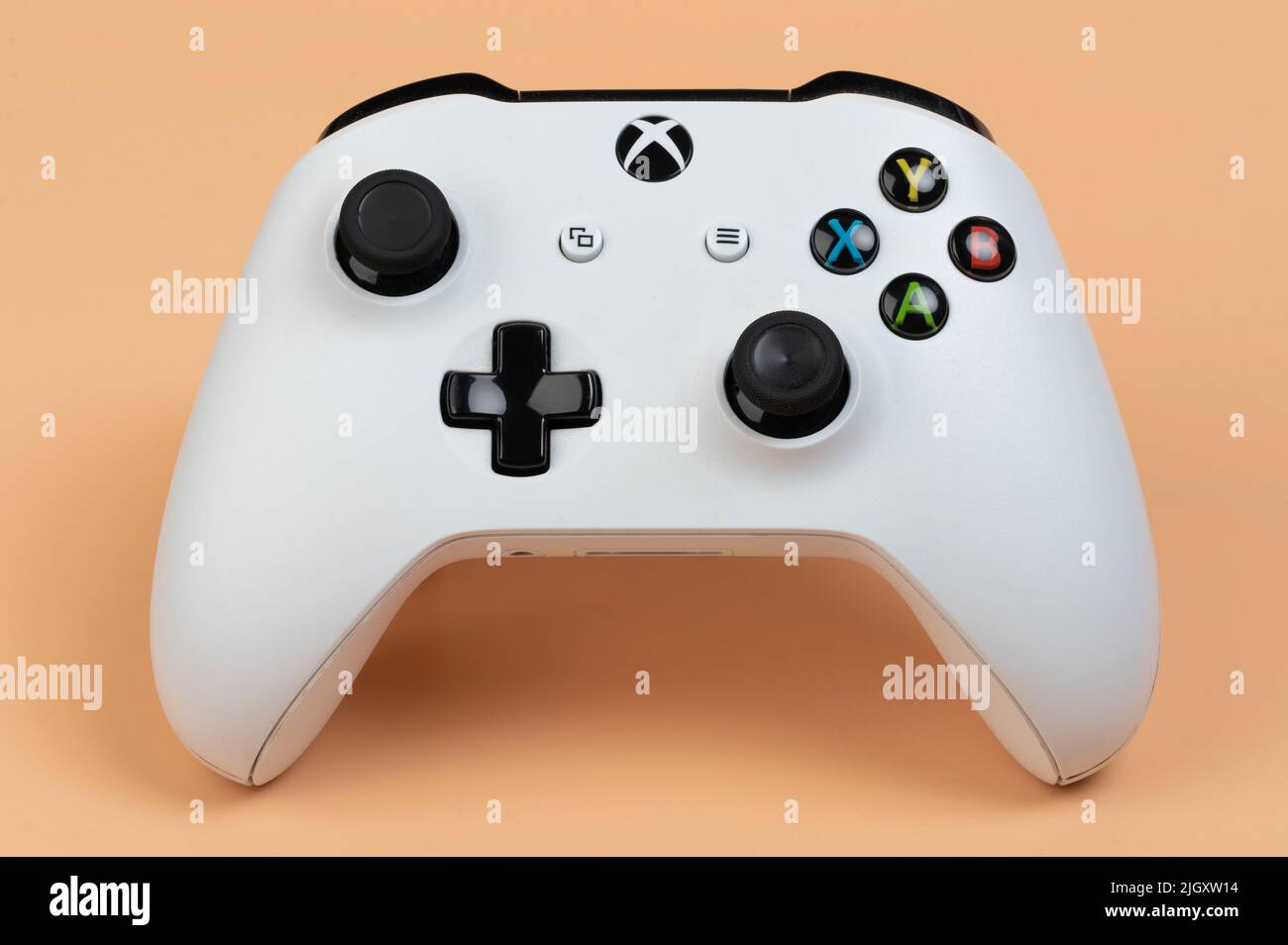 New york, USA - july 12, 2022: White xbox controller front view with ...