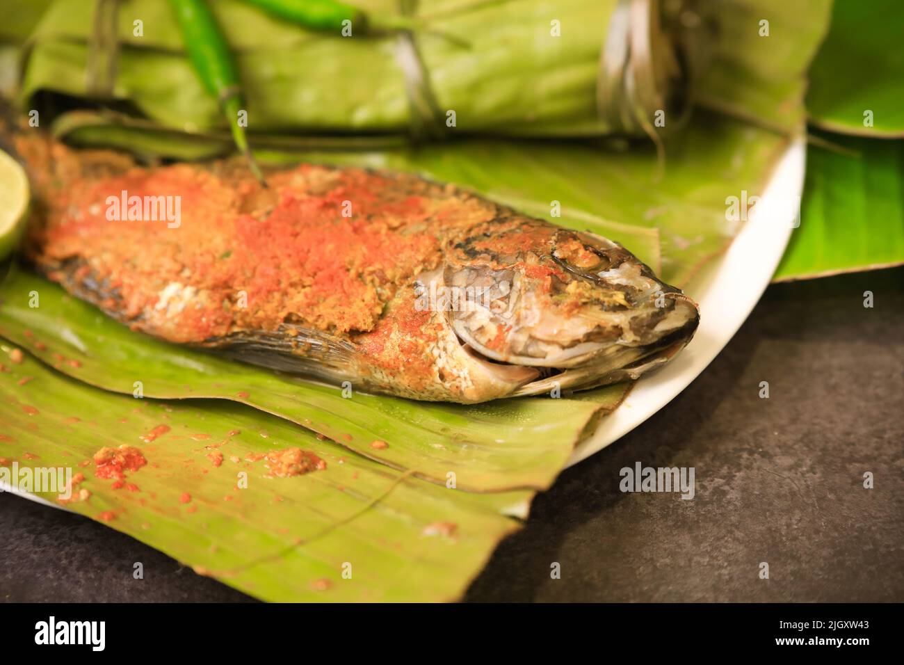 south indian famous steamed fish recipe Stock Photo - Alamy