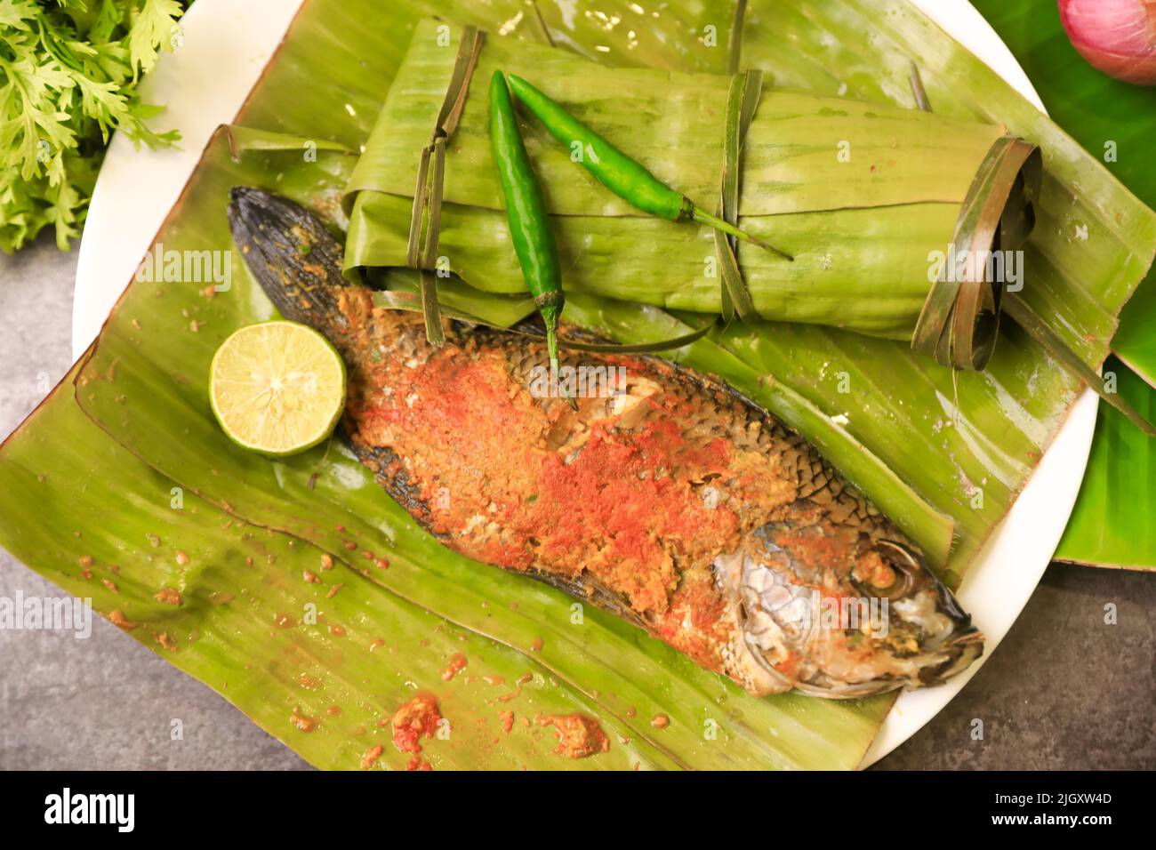 south indian famous steamed fish recipe Stock Photo - Alamy