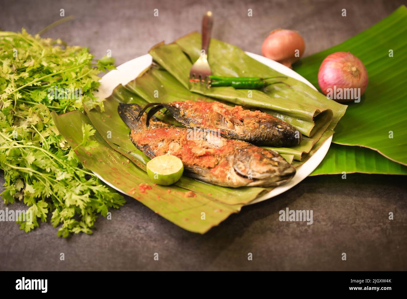 south indian famous steamed fish recipe Stock Photo - Alamy