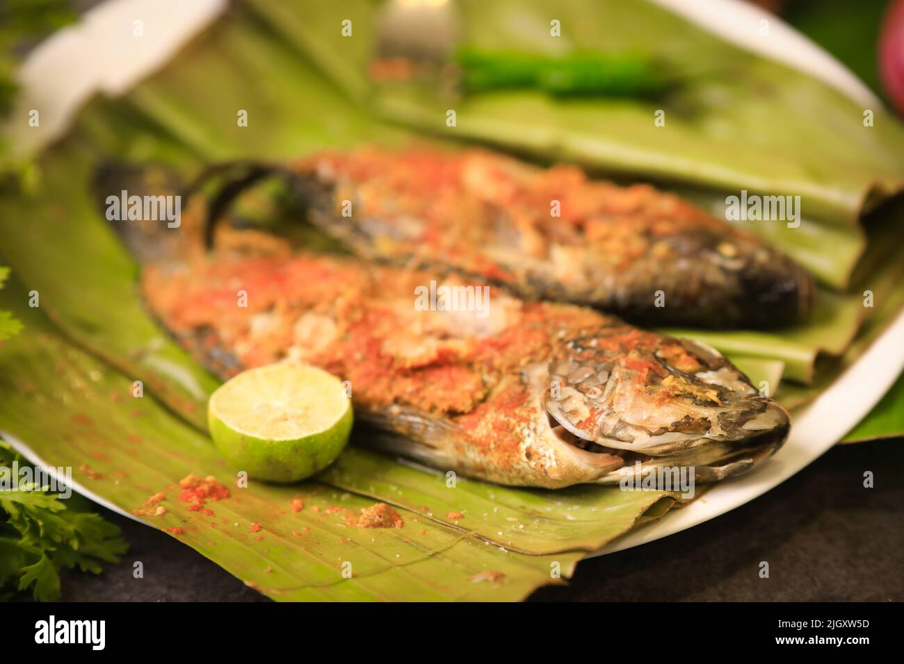 south indian famous steamed fish recipe Stock Photo - Alamy