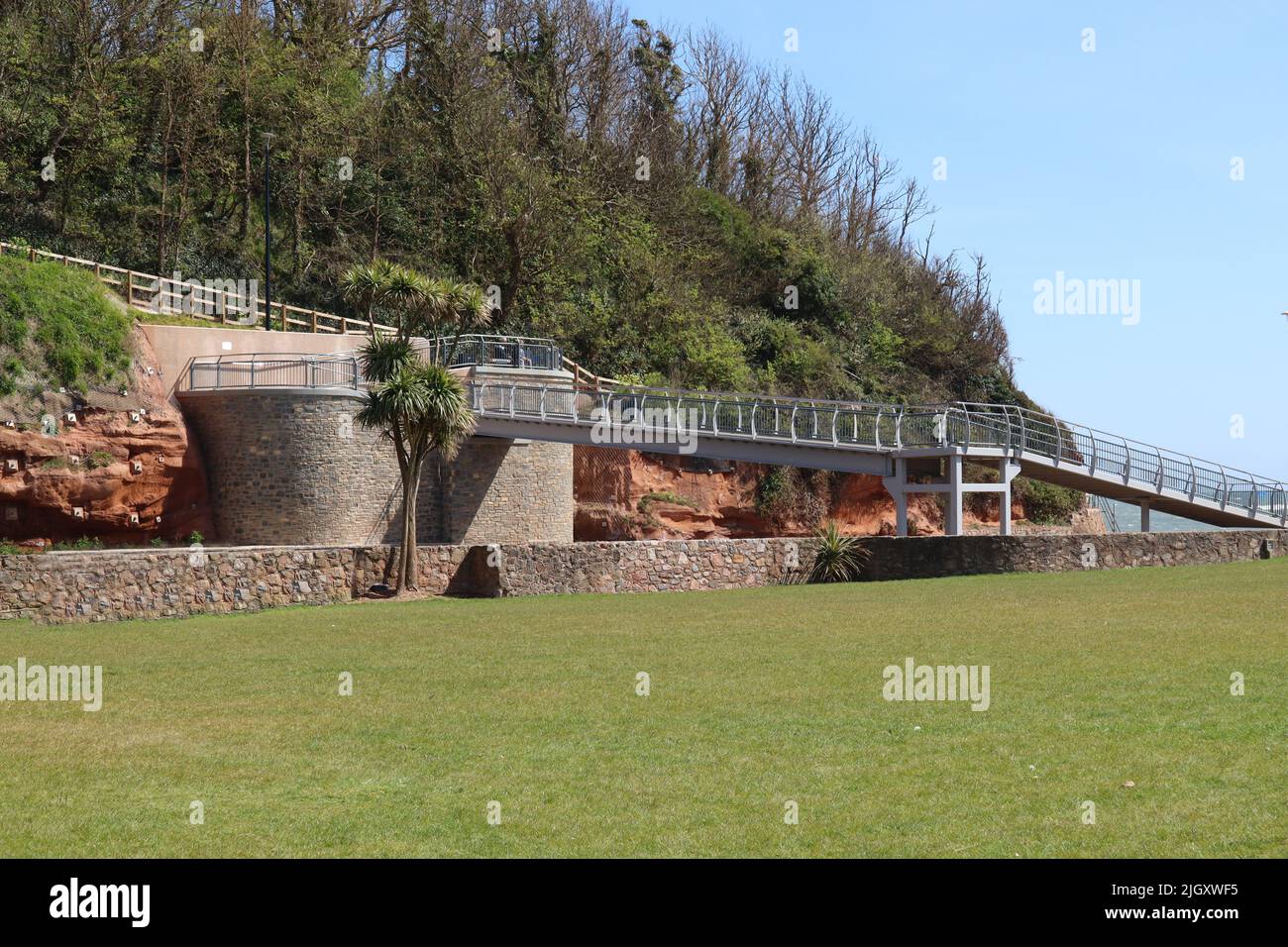 The new Alma Bridge in Sidmouth viewed from the Ham playing fields ...