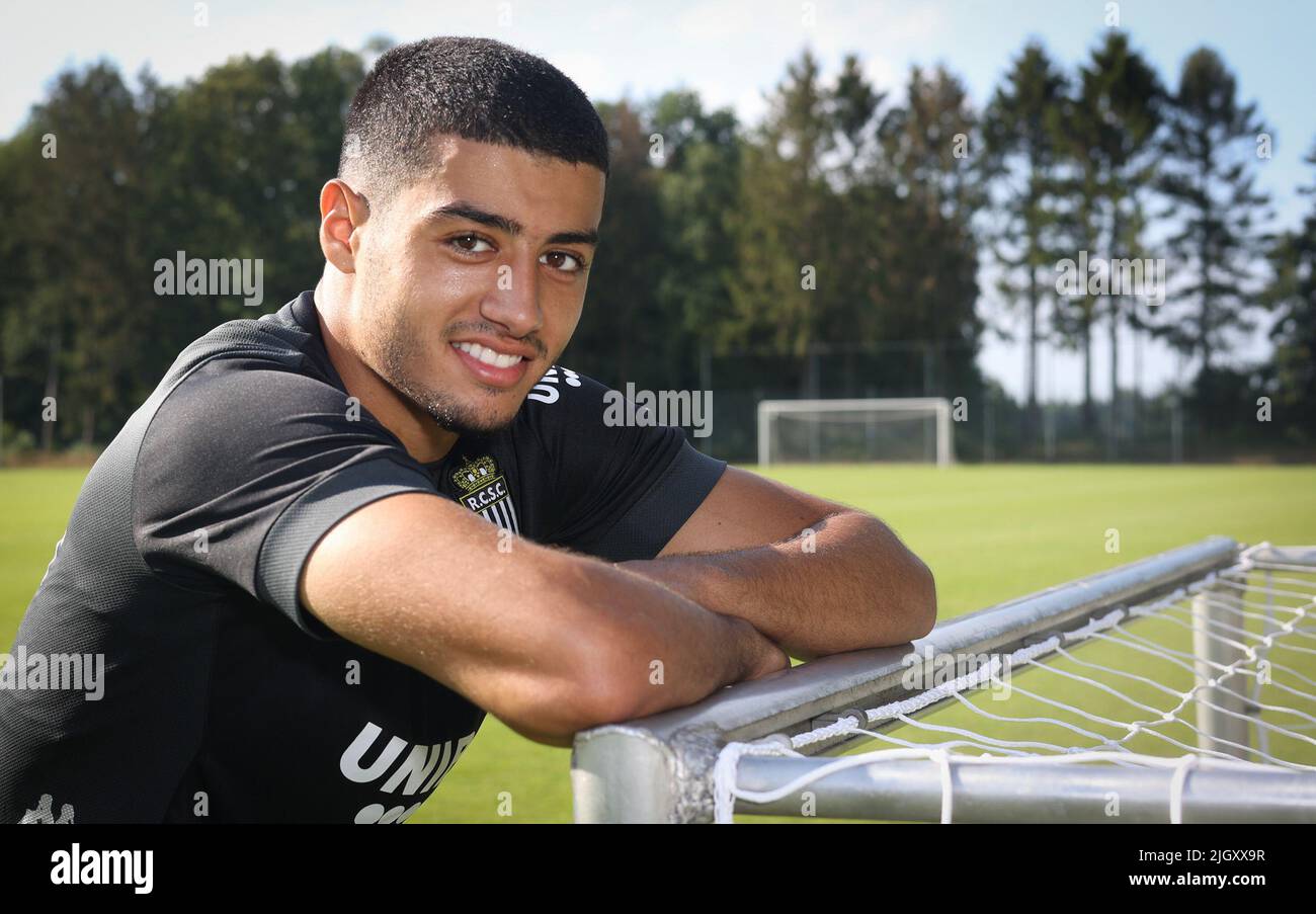 Charleroi's Anass Zaroury poses for the photographer after a training ...