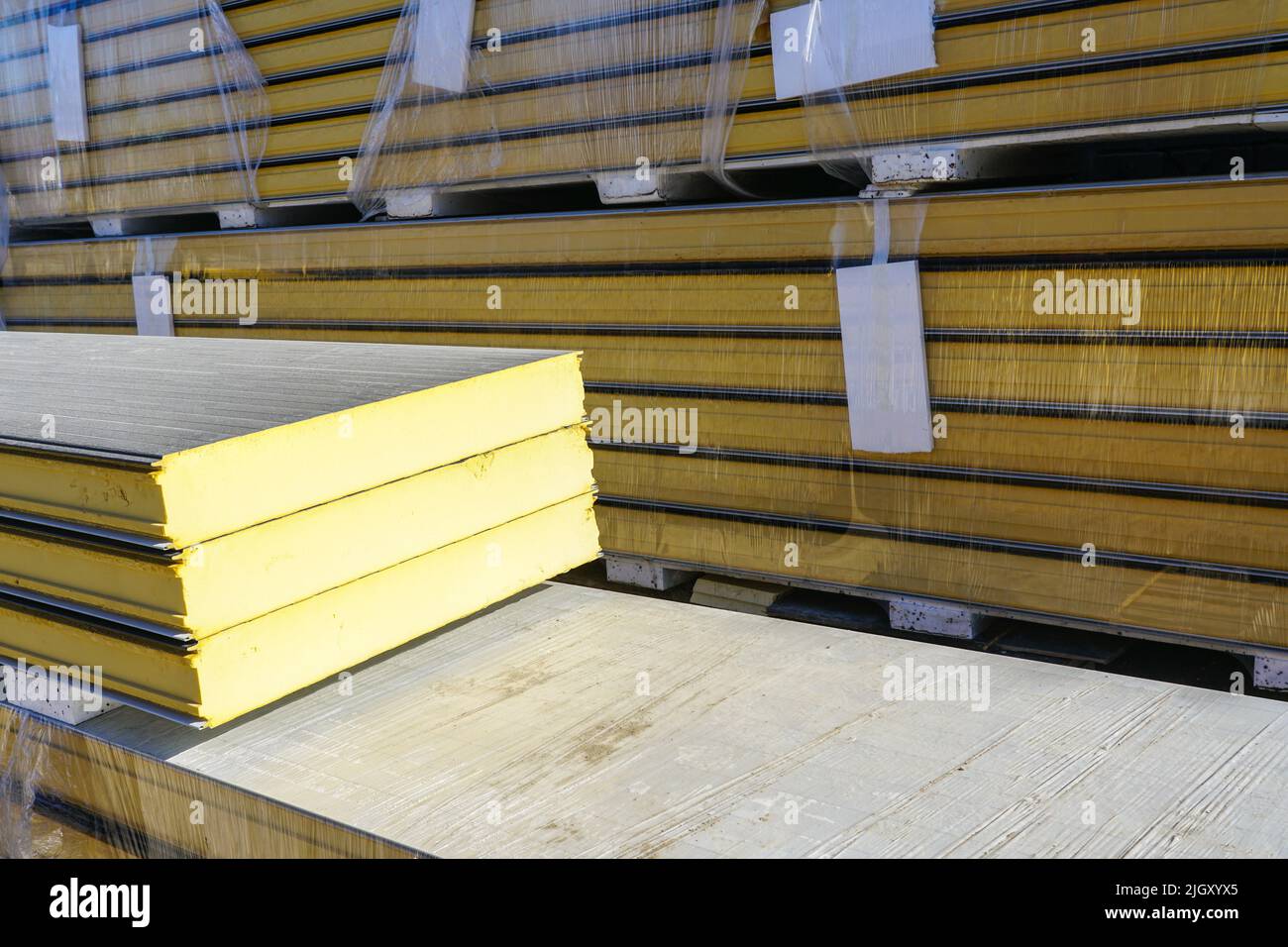 Stacked sandwich type thermally insulation panel packages on the ...