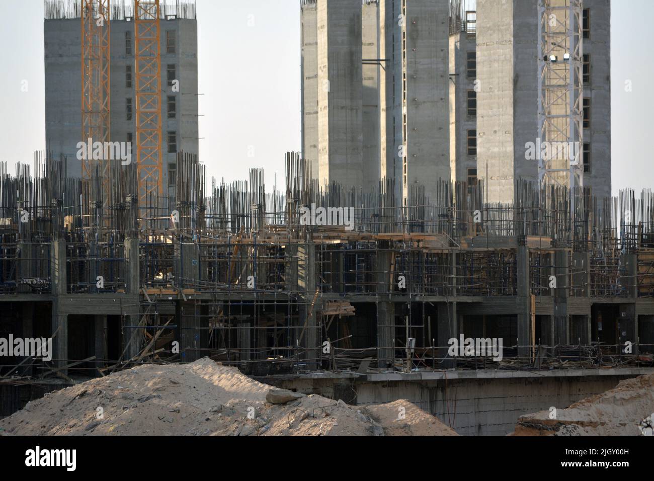 Construction site of new buildings in Egypt, Zed city Sheikh Zayed city ...