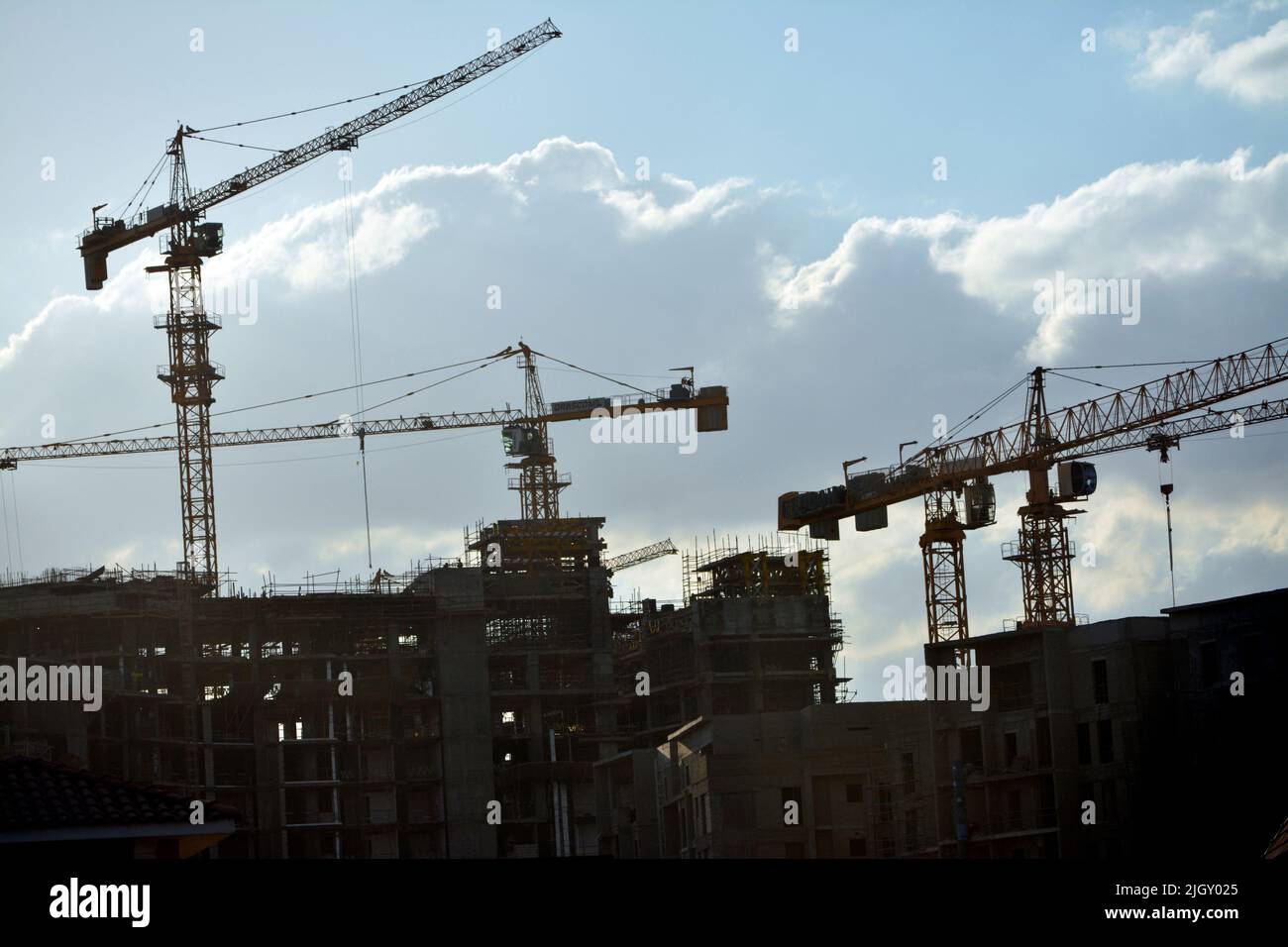 Construction site of new buildings in Egypt, Zed city Sheikh Zayed city ...