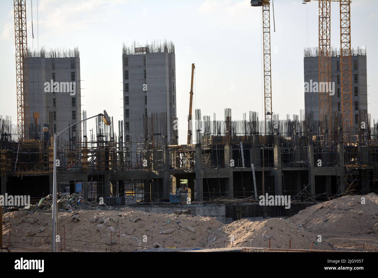 Construction site of new buildings in Egypt, Zed city Sheikh Zayed city ...