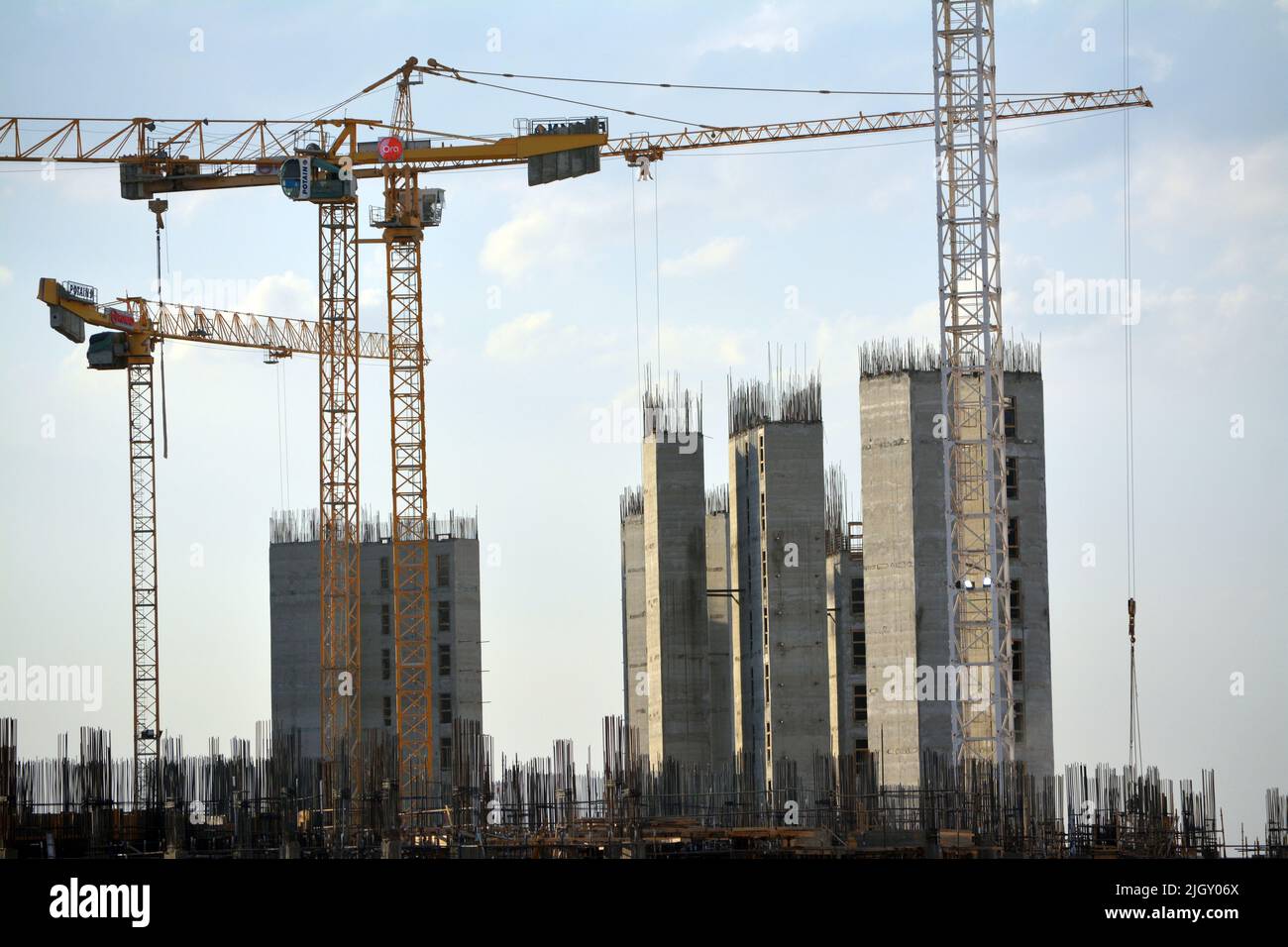 Construction site of new buildings in Egypt, Zed city Sheikh Zayed city ...