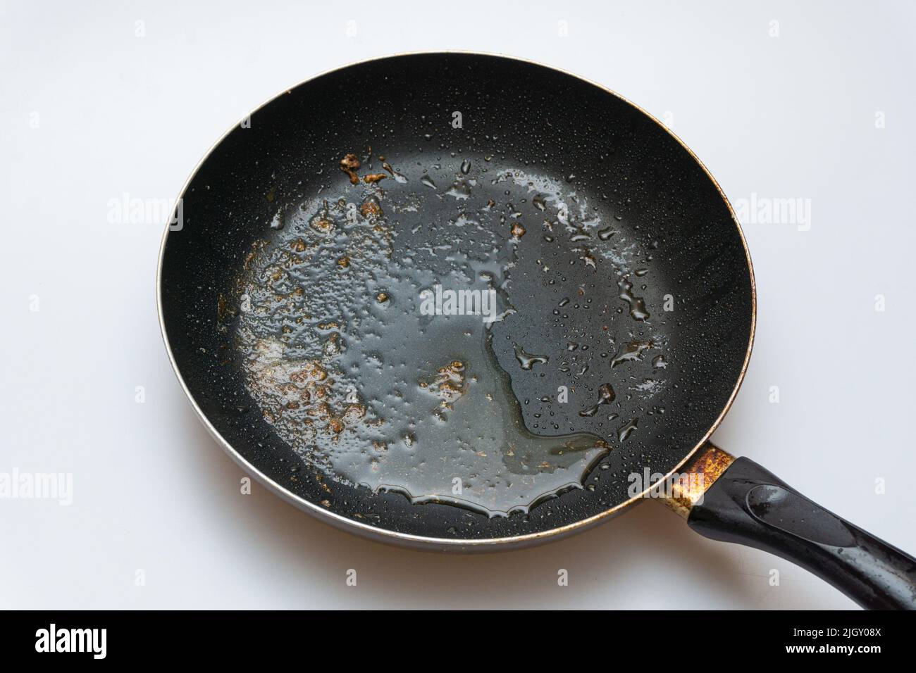 Old frying pan with a lot of grease Stock Photo - Alamy