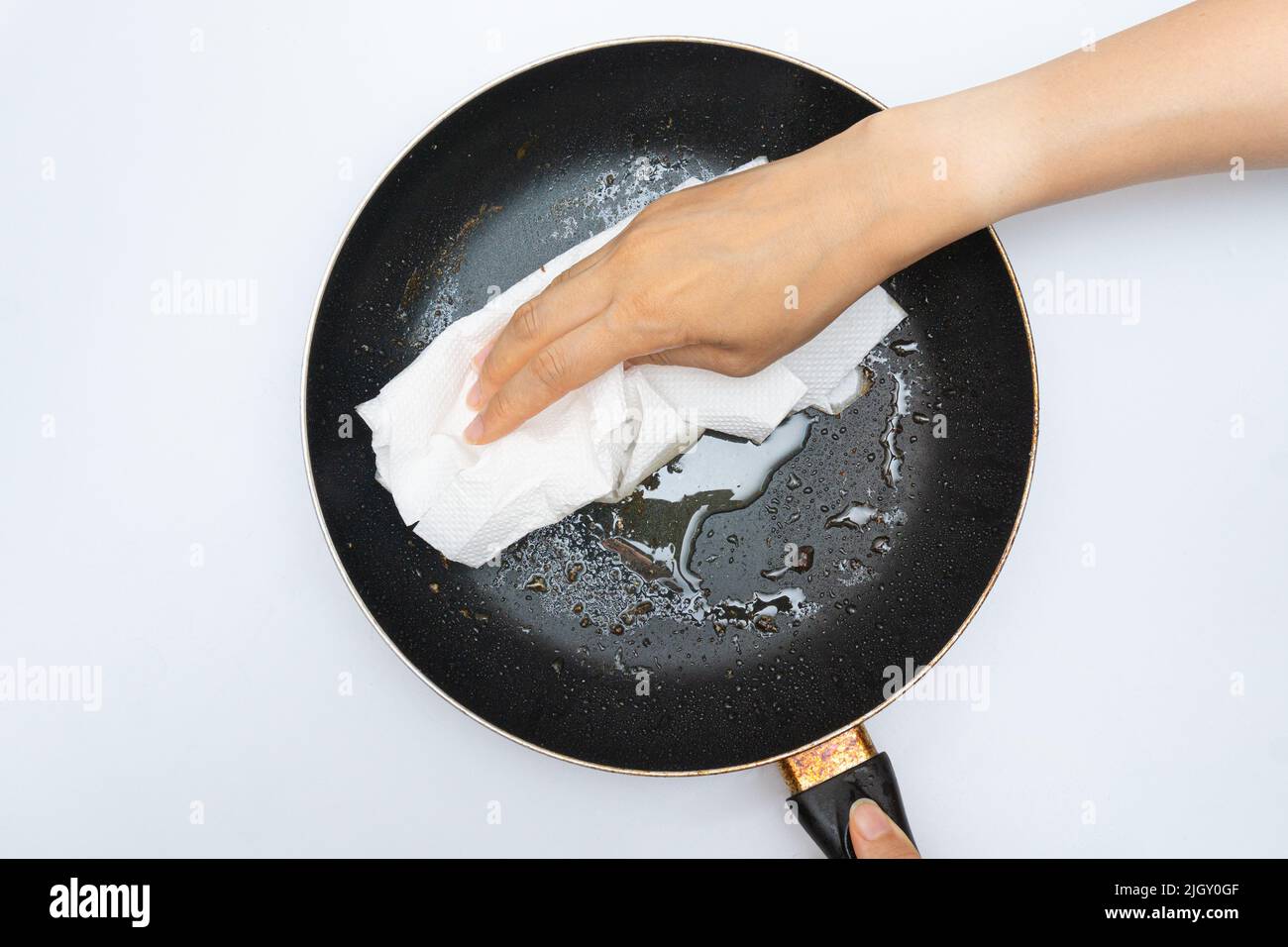 Old frying pan with a lot of grease Stock Photo - Alamy