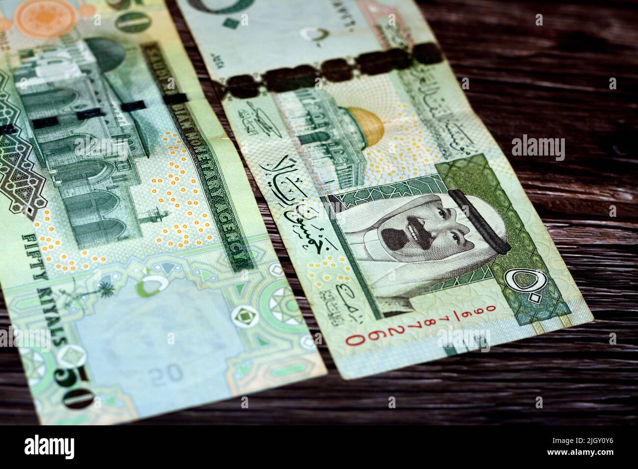 Saudi Arabia 50 SAR fifty Saudi riyals cash money banknote with the ...