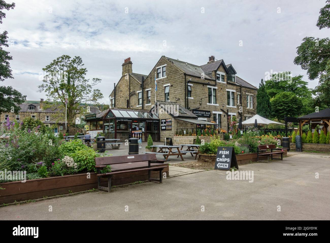 The Ilkley Riverside, in Ilkley, a spa town and civil parish in the ...