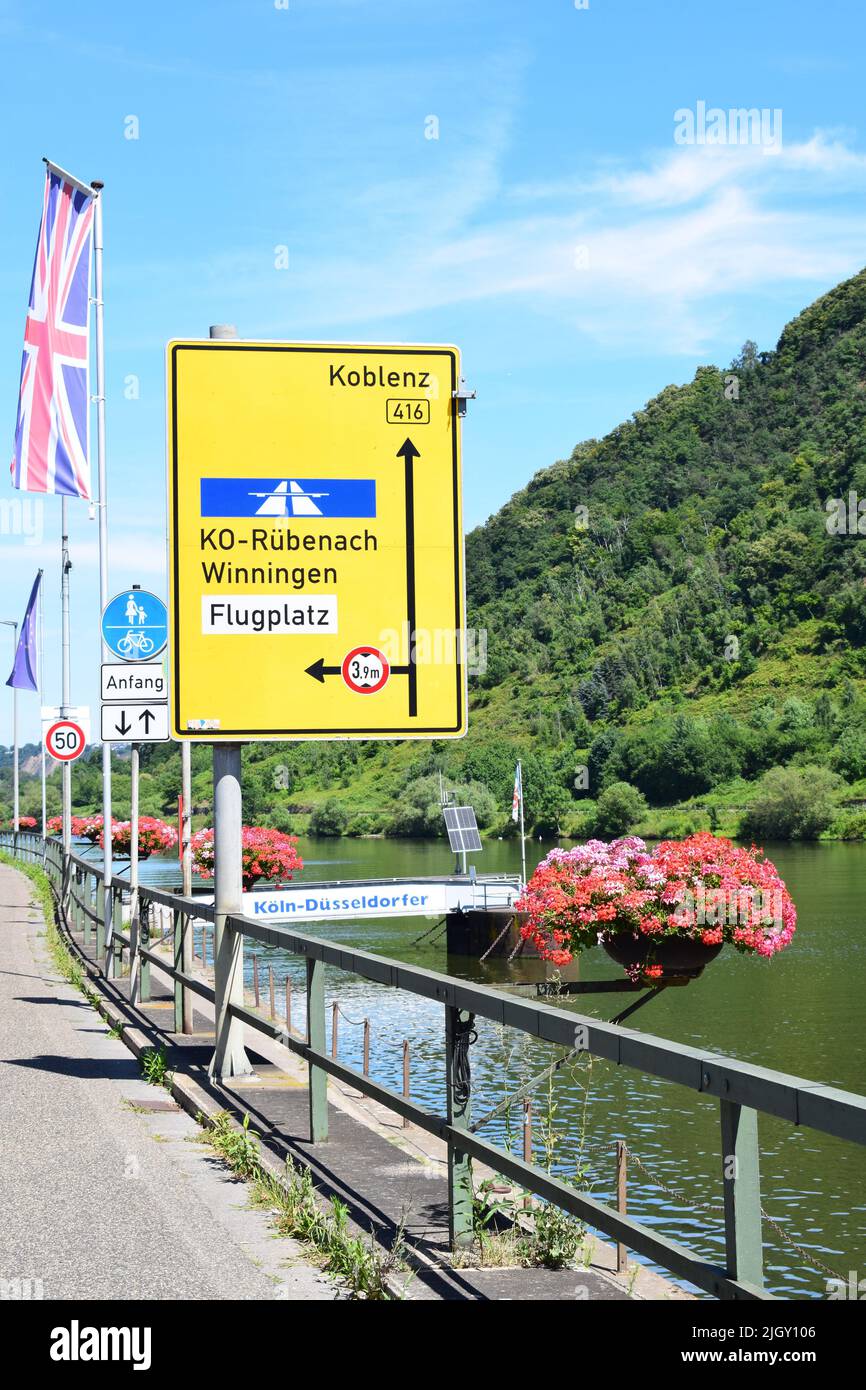 Mosel waterfront in Winningen Stock Photo - Alamy