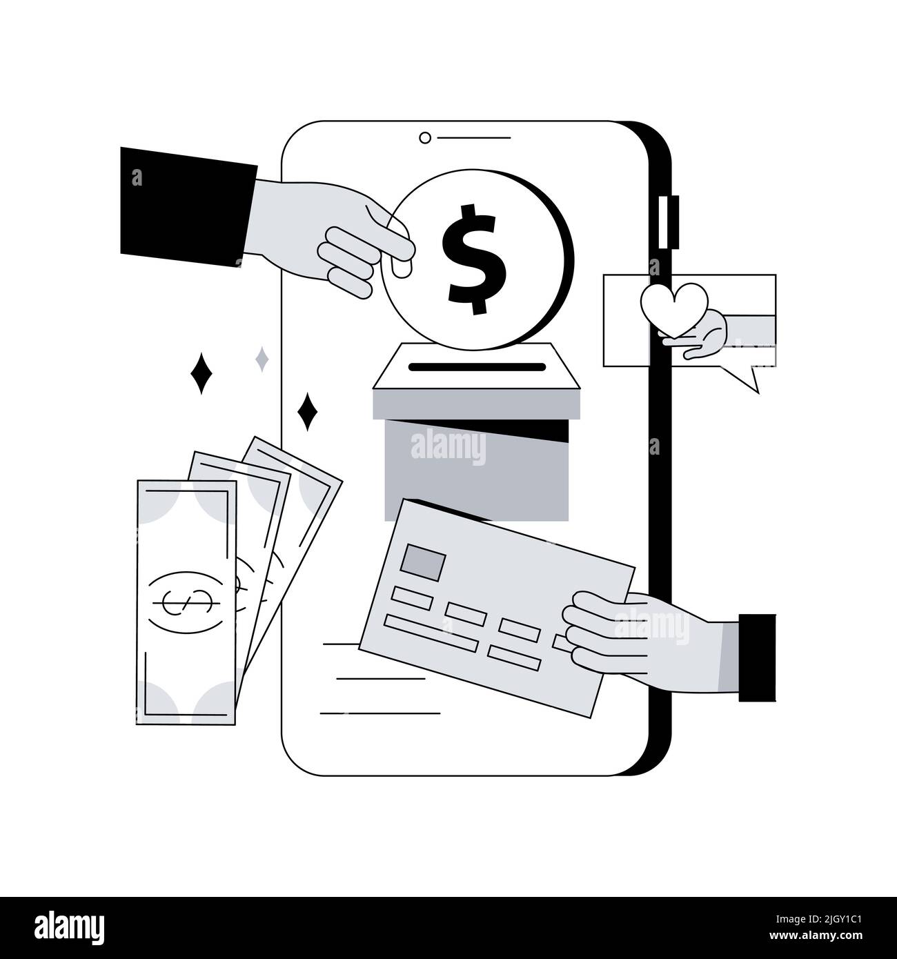 Donation abstract concept vector illustration. Donation website tab ...