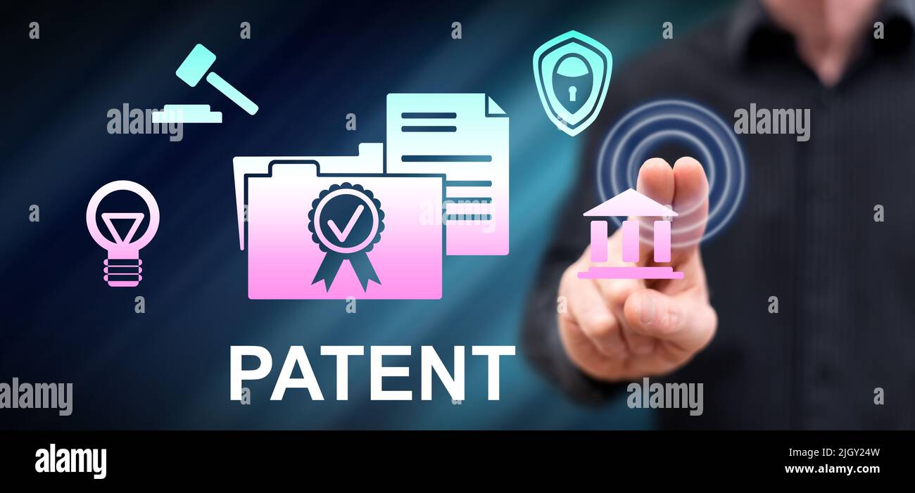 Man touching a patent concept on a touch screen with his fingers Stock ...