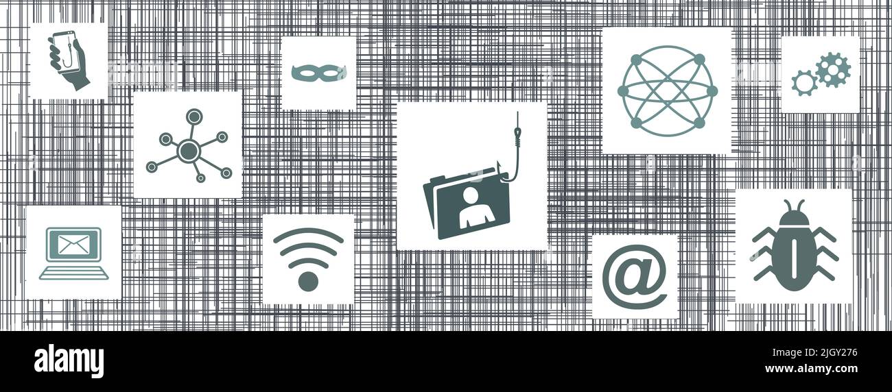 Concept of phishing with icons on squares Stock Photo - Alamy