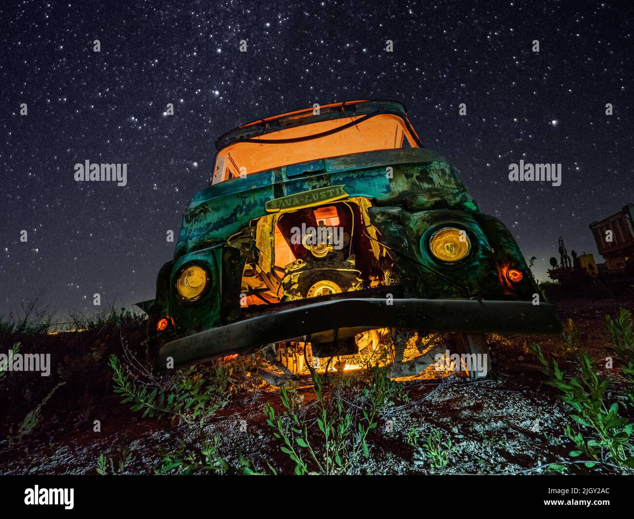 Night truck photography with starry skies Stock Photo - Alamy