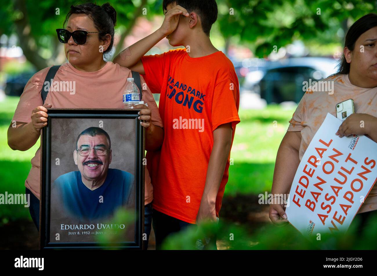 Washington, DC, July 13, 2022. Nubia Hogan, left and her son Brian ...