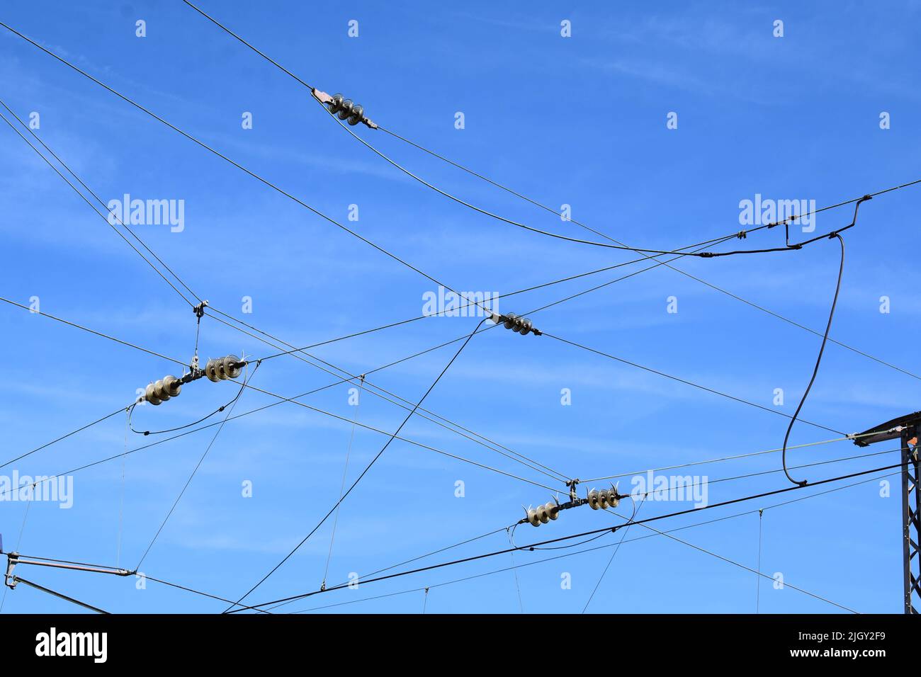 electric grid above the railroad Stock Photo - Alamy