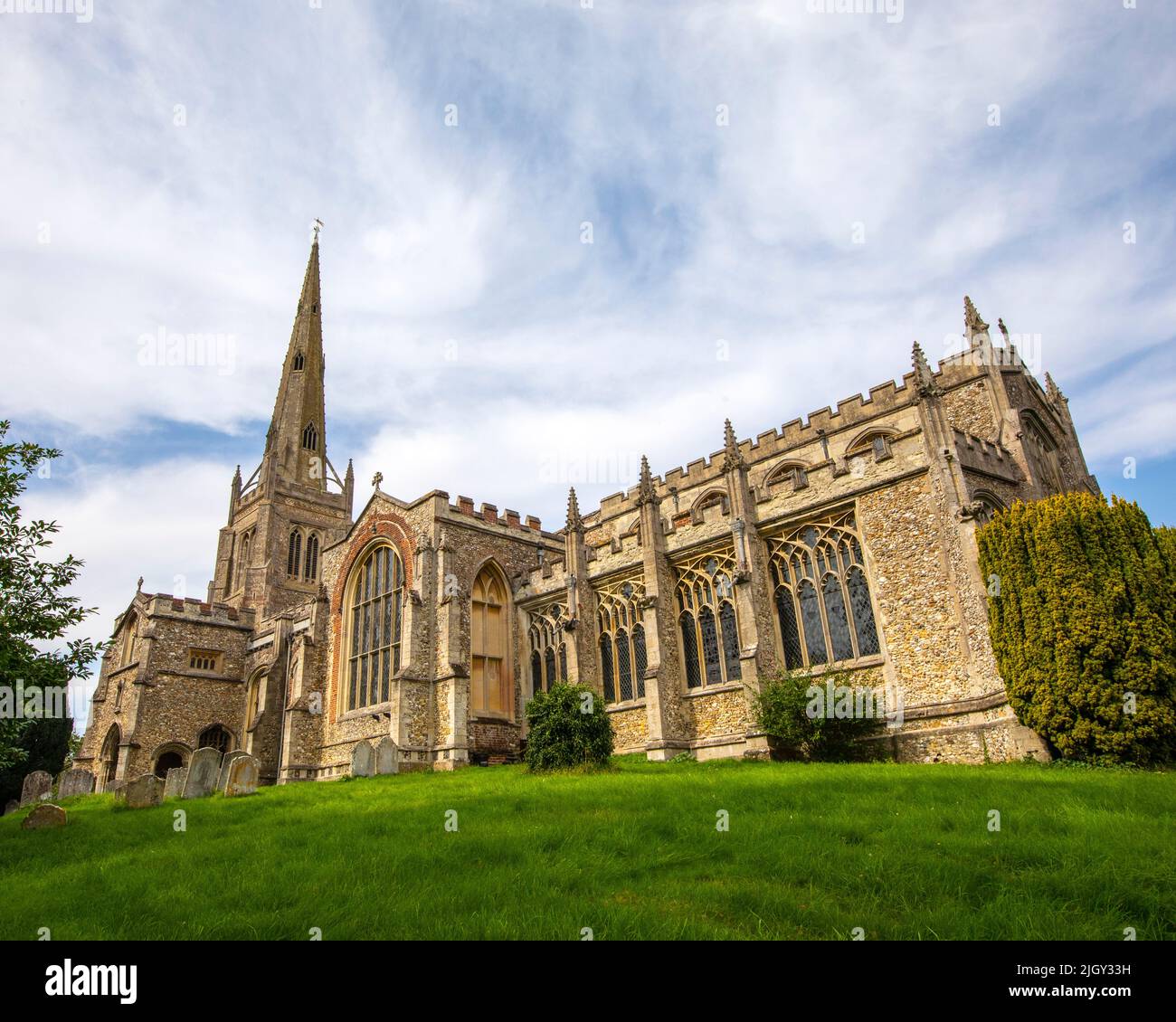 View of the magnificent Thaxted Parish Church in the town of Thaxted in ...