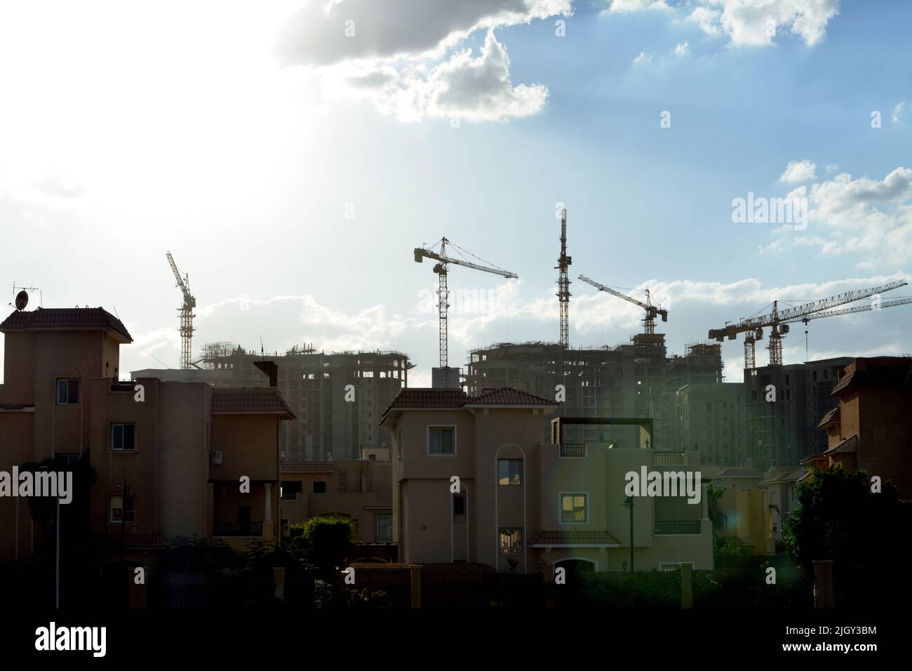Construction site of new buildings in Egypt, Zed city Sheikh Zayed city ...