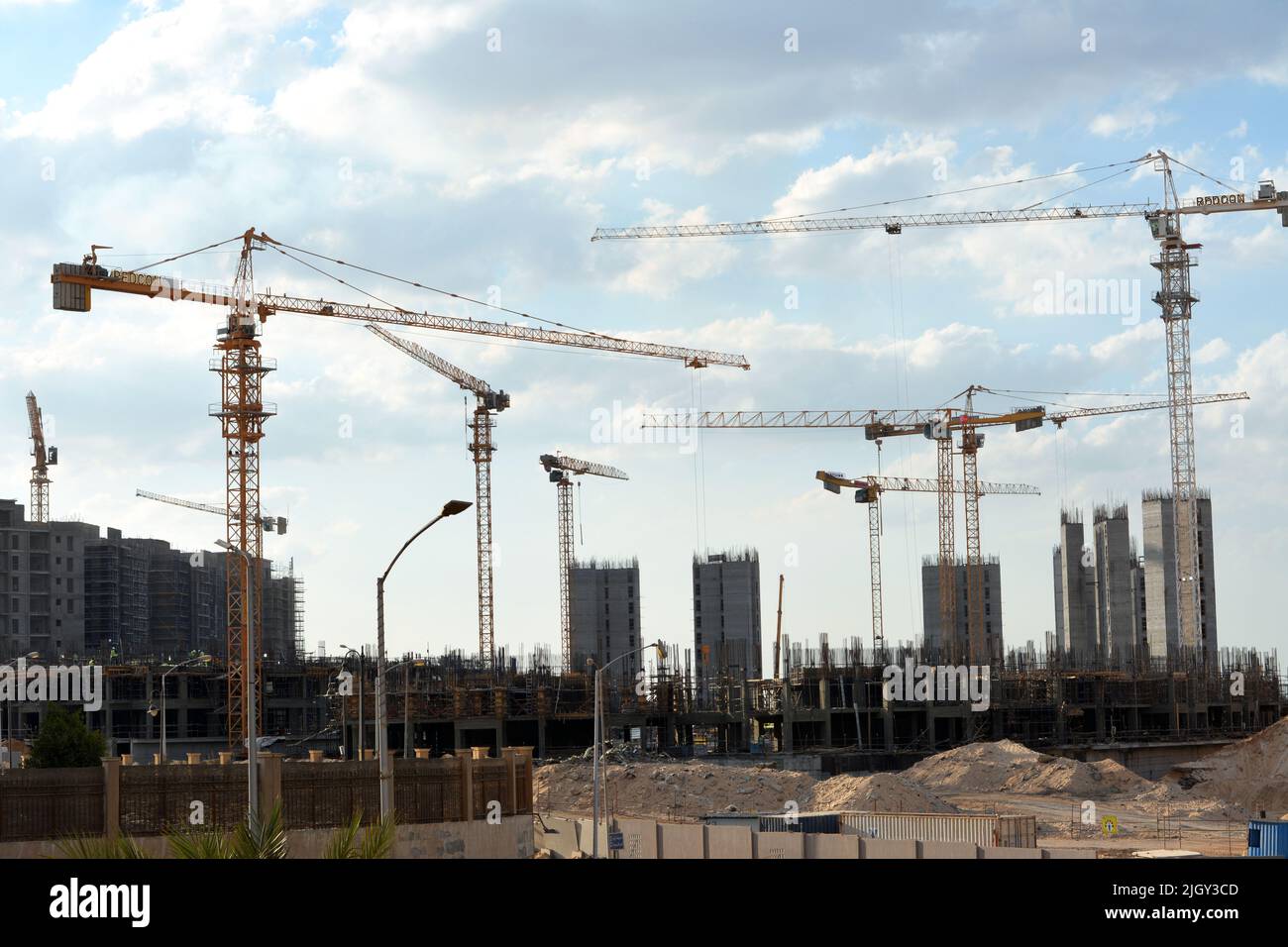 Construction site of new buildings in Egypt, Zed city Sheikh Zayed city ...