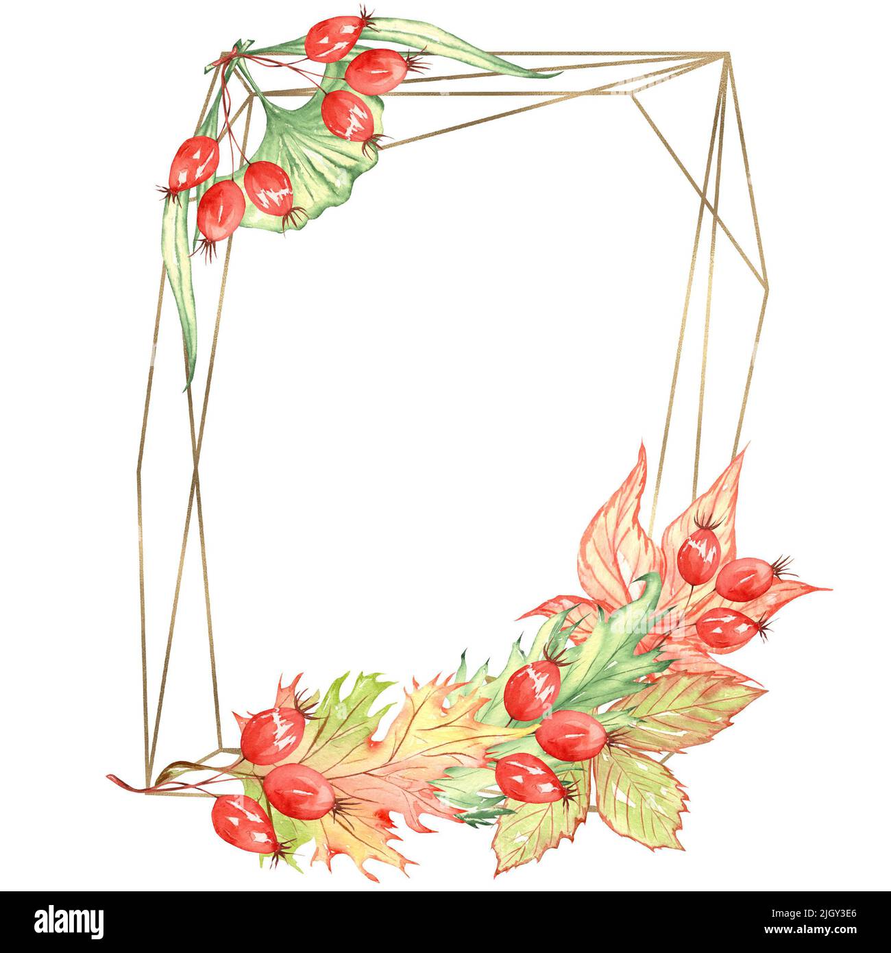 Watercolor frame decorated with beautiful autumn leaves. Fall ...