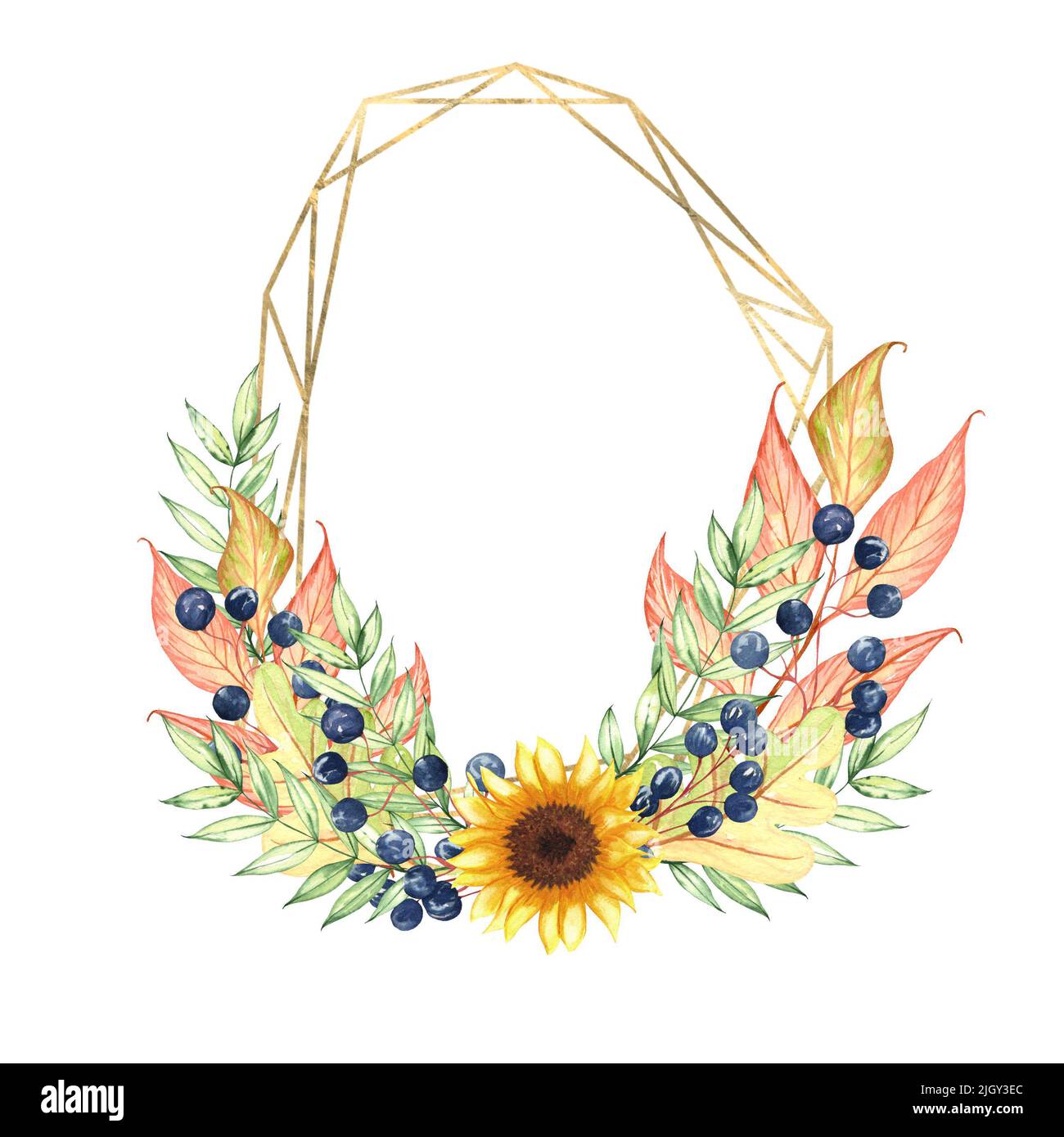 Watercolor frame decorated with beautiful autumn leaves. Fall ...
