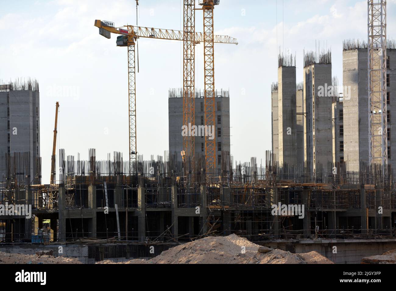 Construction site of new buildings in Egypt, Zed city Sheikh Zayed city ...