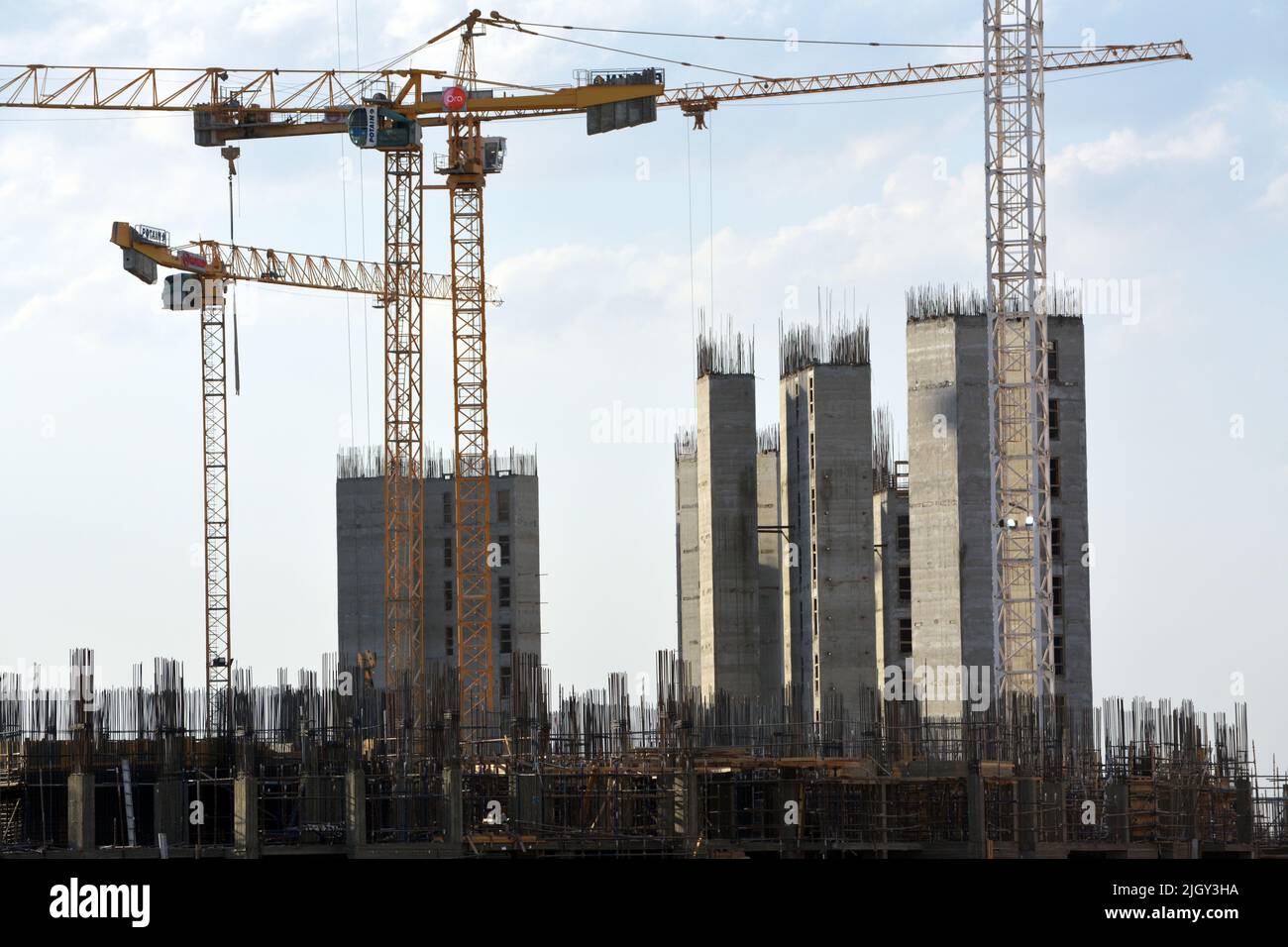 Construction site of new buildings in Egypt, Zed city Sheikh Zayed city ...
