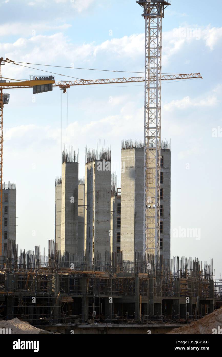 Construction site of new buildings in Egypt, Zed city Sheikh Zayed city ...