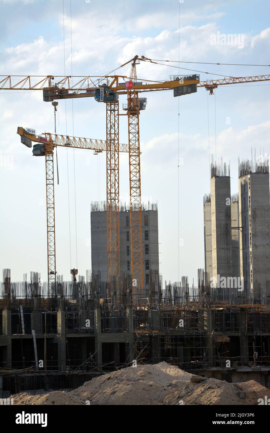 Construction site of new buildings in Egypt, Zed city Sheikh Zayed city ...