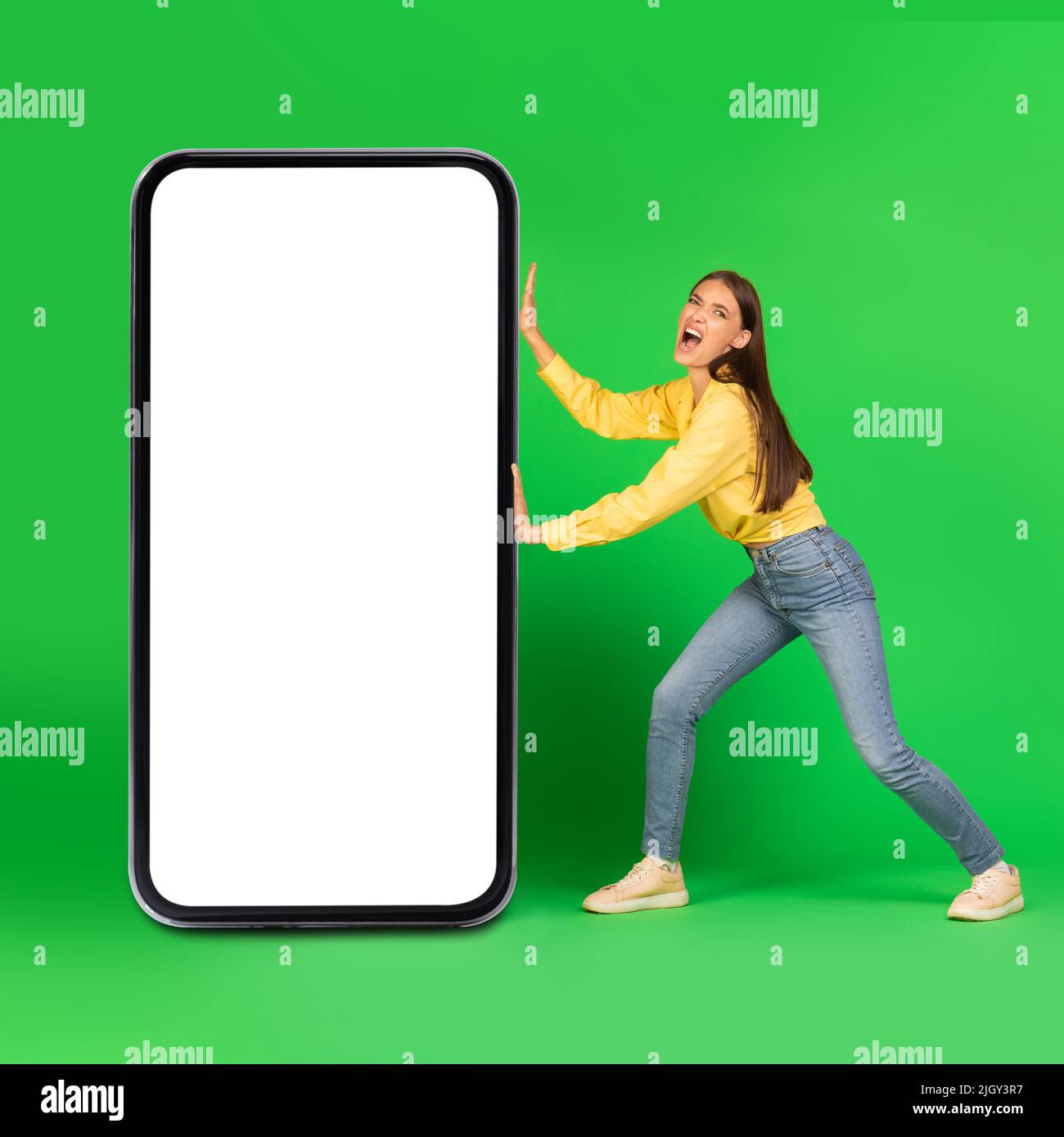 Empty green screen mockup banner hi-res stock photography and images ...