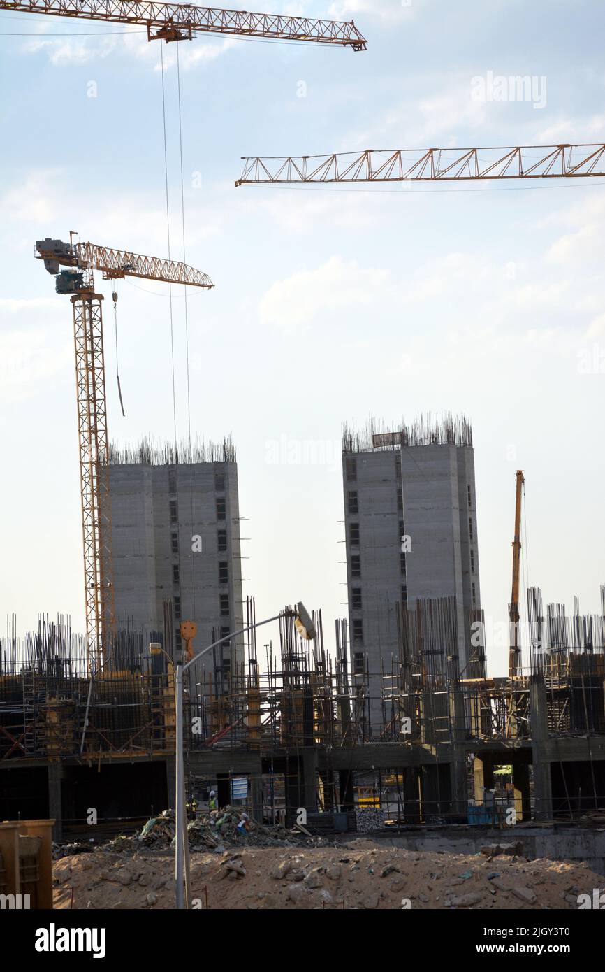 Construction site of new buildings in Egypt, Zed city Sheikh Zayed city ...