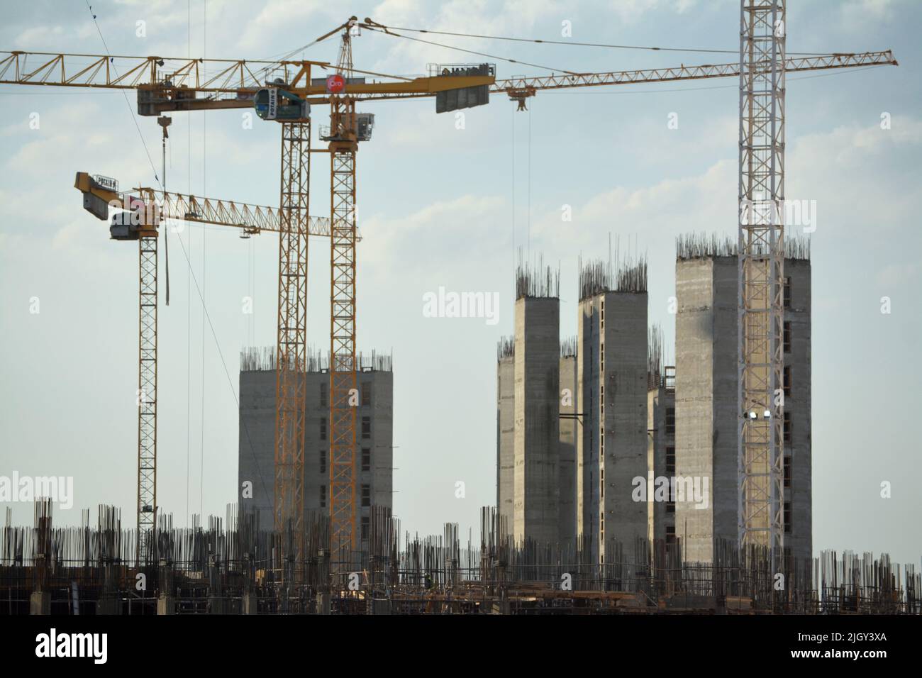 Construction site of new buildings in Egypt, Zed city Sheikh Zayed city ...