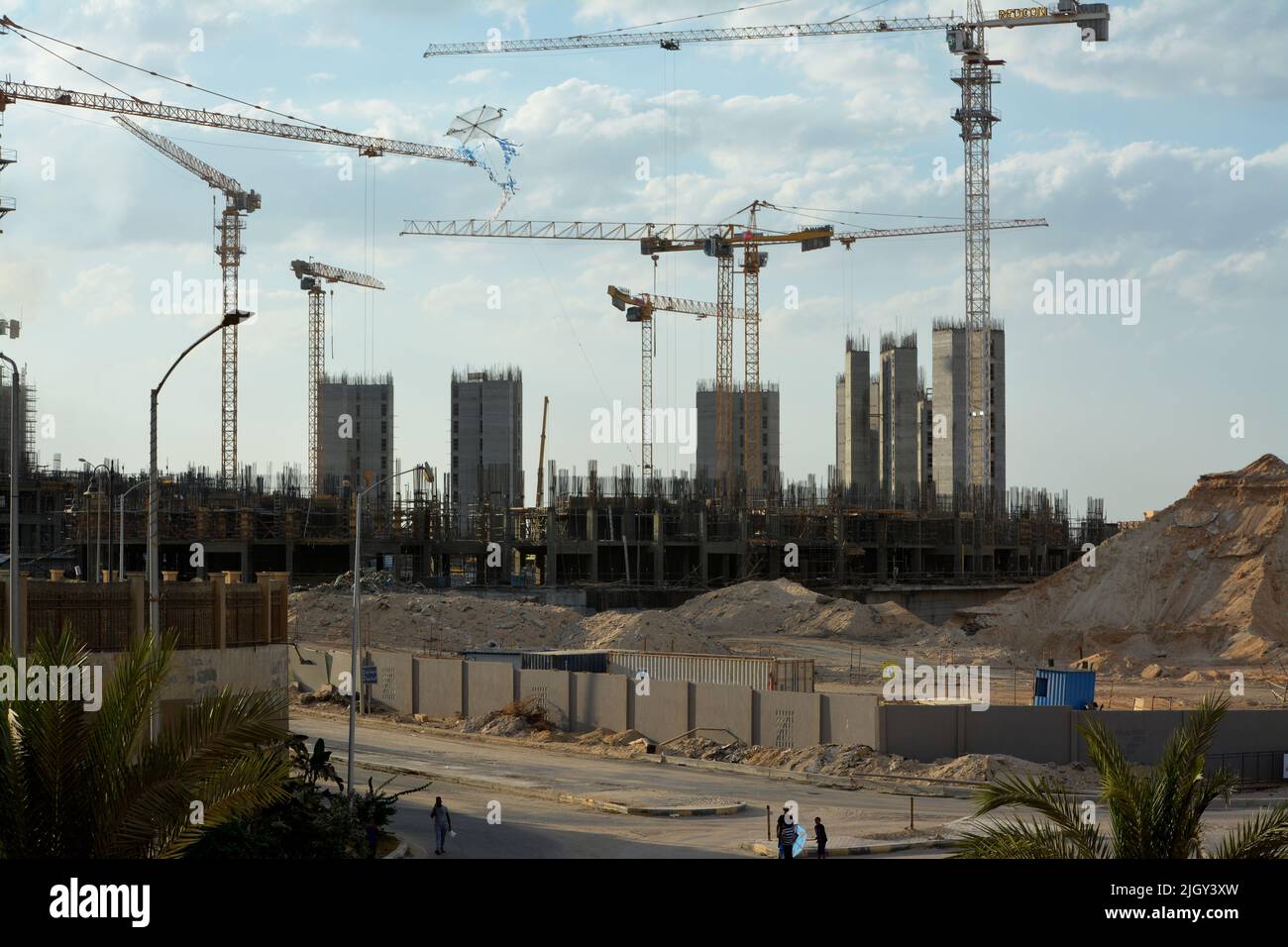 Construction site of new buildings in Egypt, Zed city Sheikh Zayed city ...