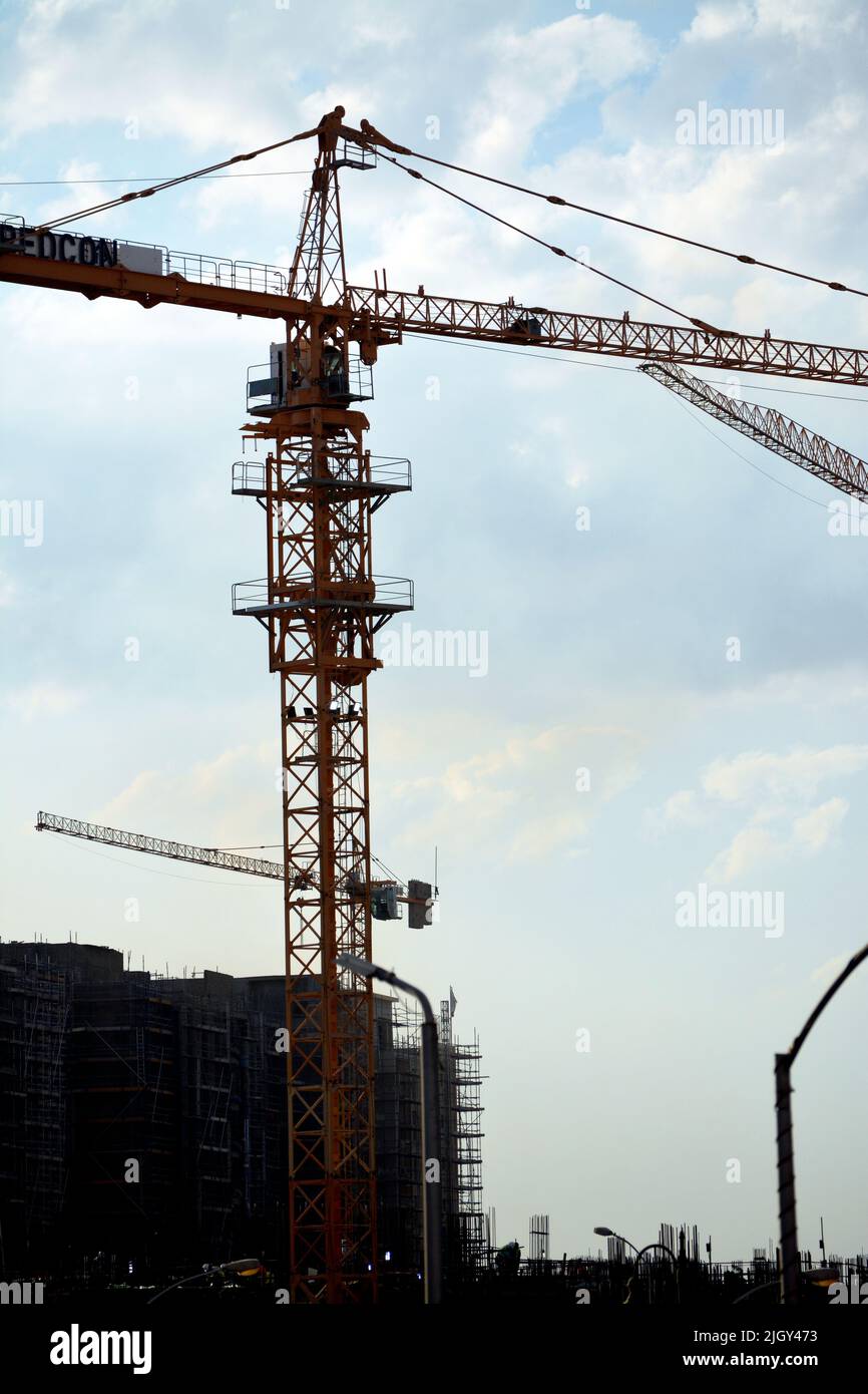 Giza, Egypt, June 13 2022: Construction site of new buildings in Egypt ...