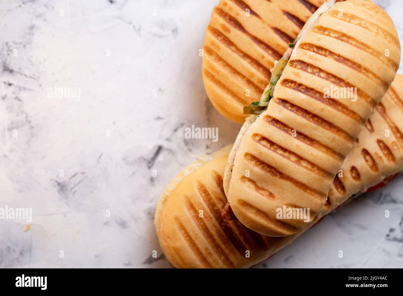 traditional panini with filling. three panini top view Stock Photo - Alamy