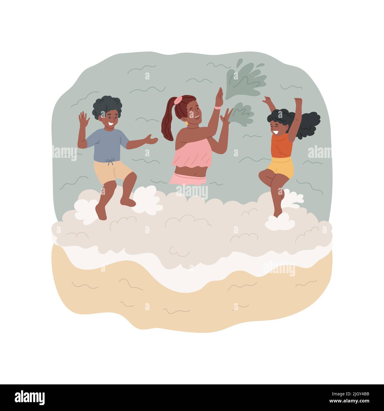 Wave jumping isolated cartoon vector illustration. Kids jumping in the ...